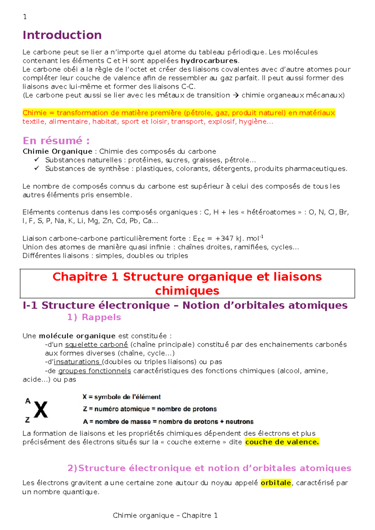structure organique et liaisons chimisques - Introduction Le carbone ...