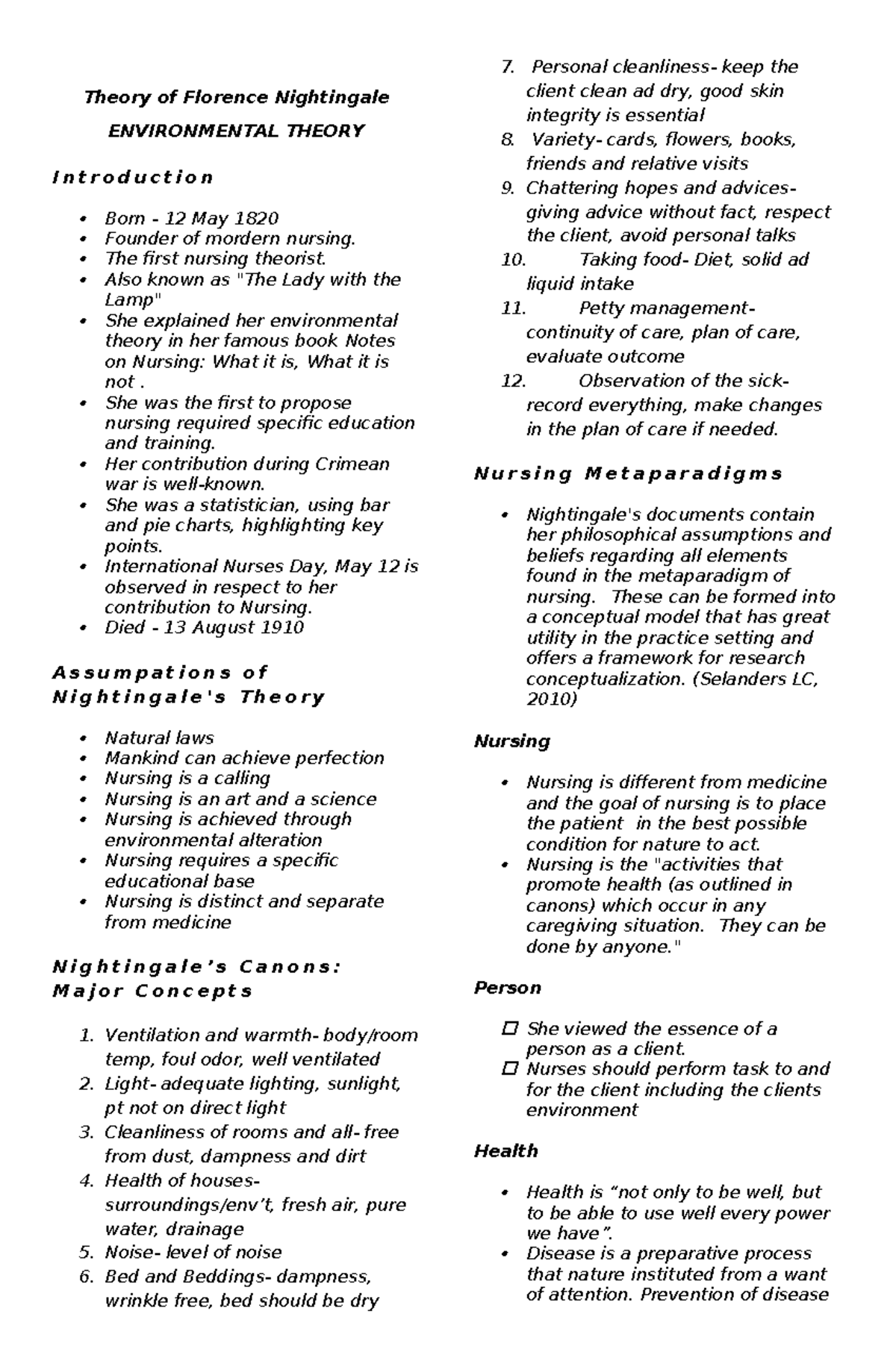 Florence-Nightingale-Notes - Theory of Florence Nightingale ...