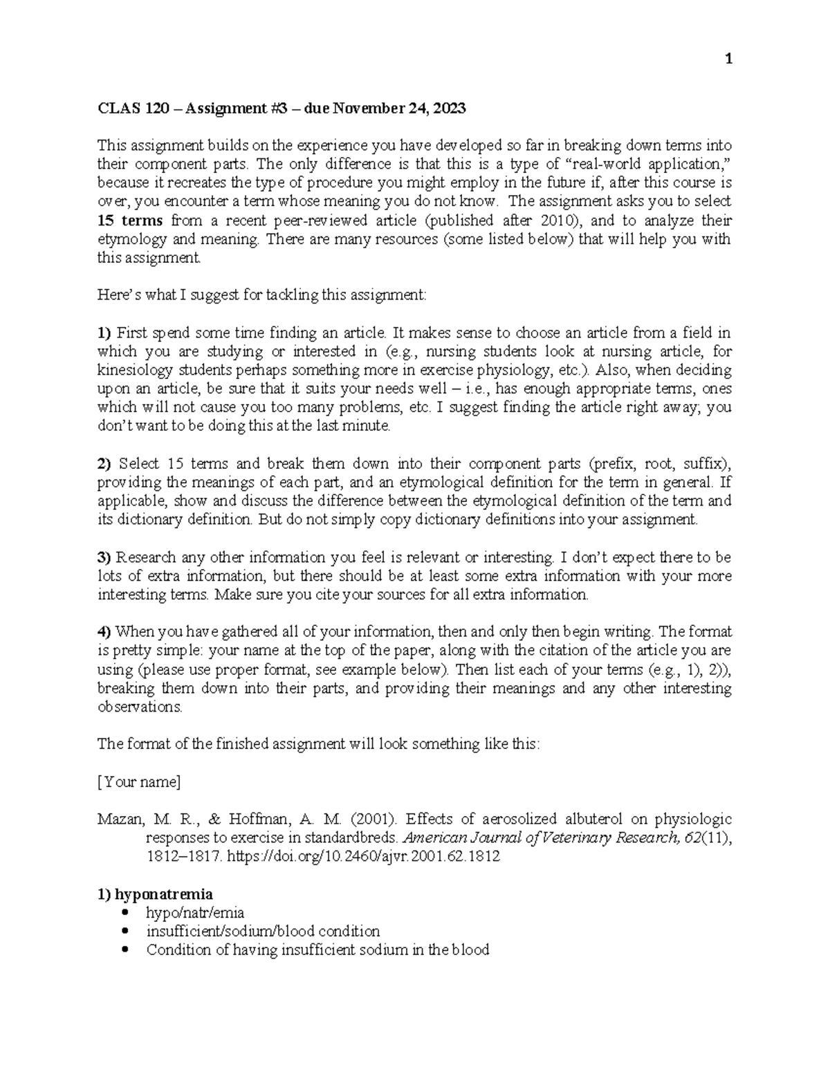 CLAS 120 Assignment 3 - 2023 - 1 CLAS 120 – Assignment #3 – due ...