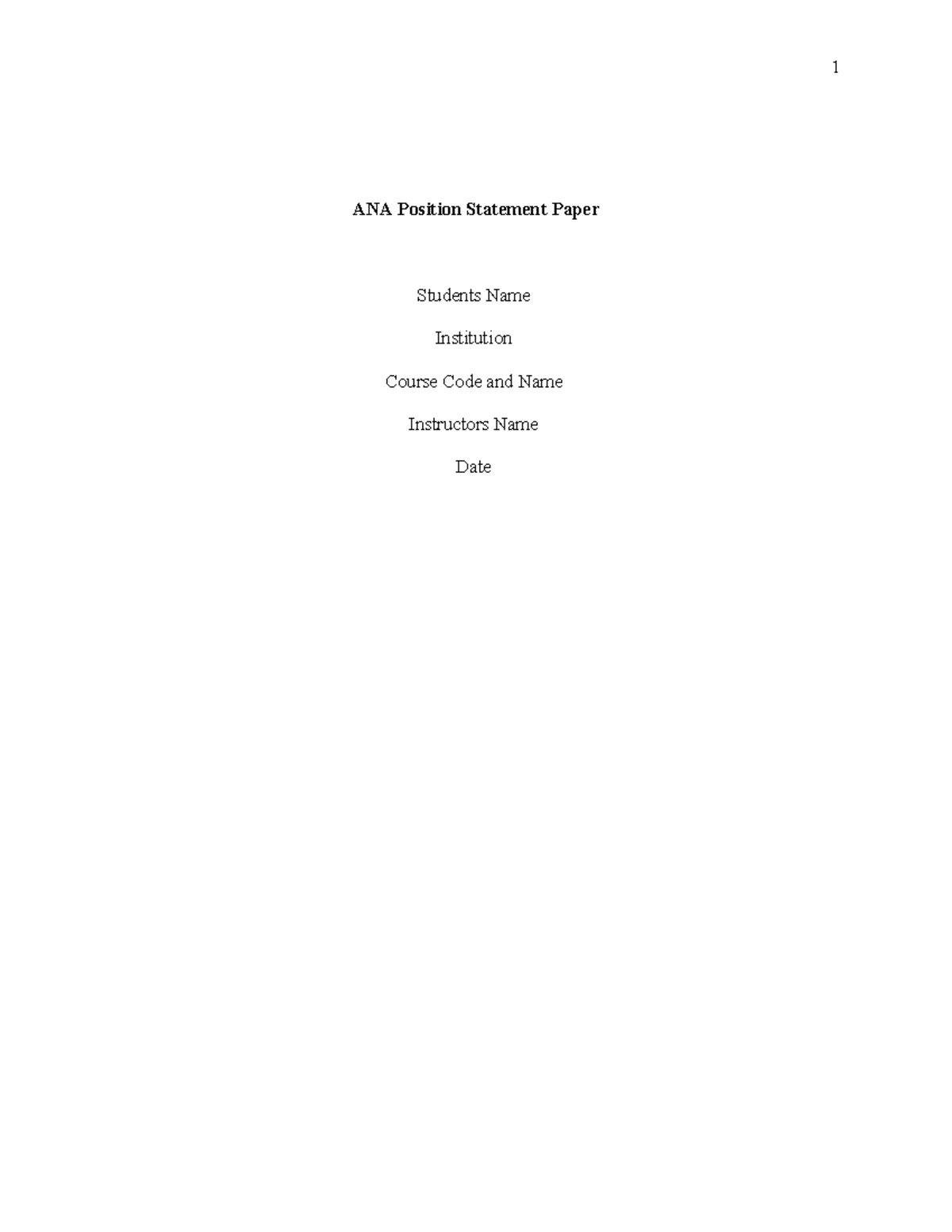 ANA Position Statement Paper - ANA Position Statement Paper Students ...