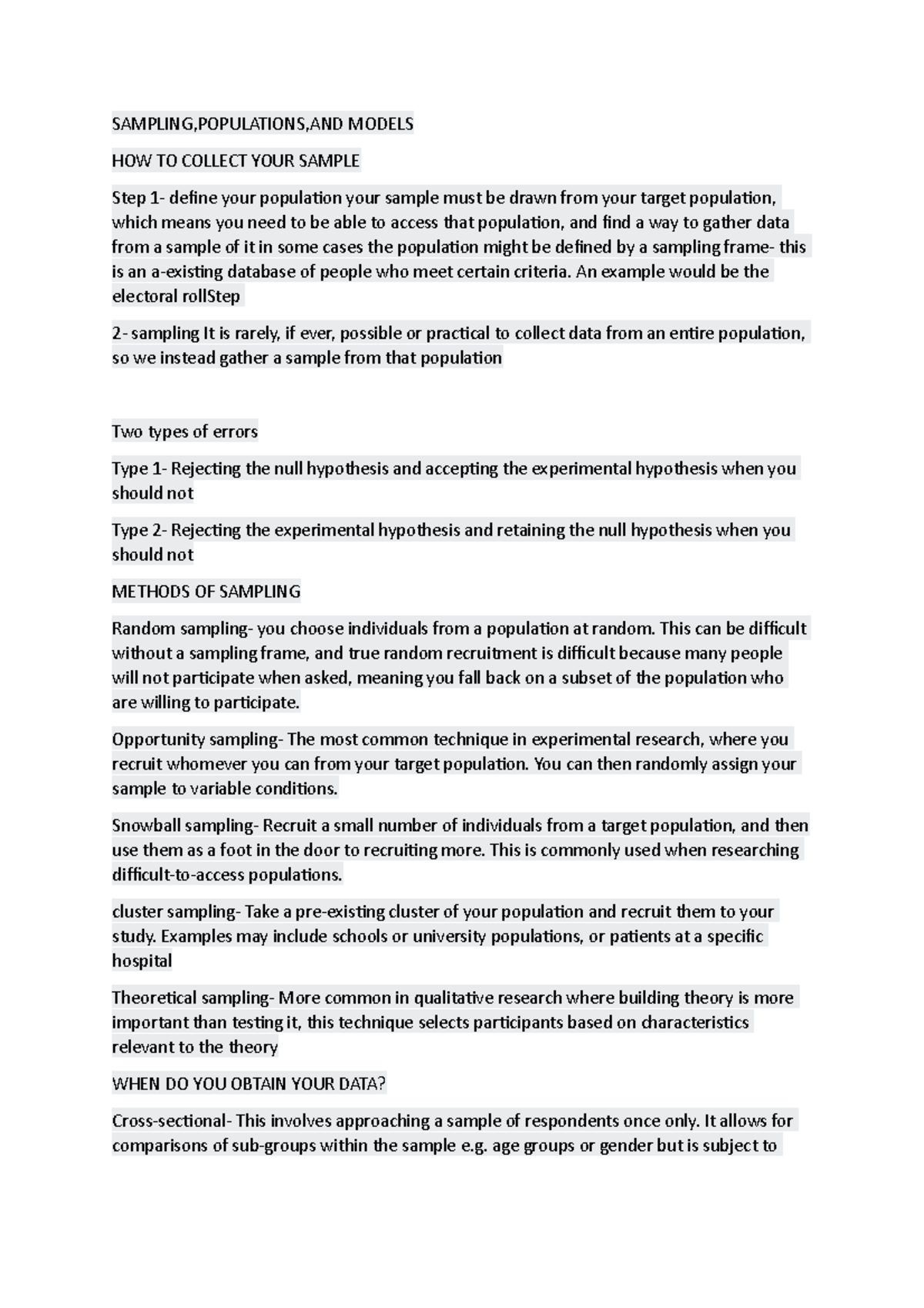 Sampling, Populations,AND Models - SAMPLING,POPULATIONS,AND MODELS HOW ...