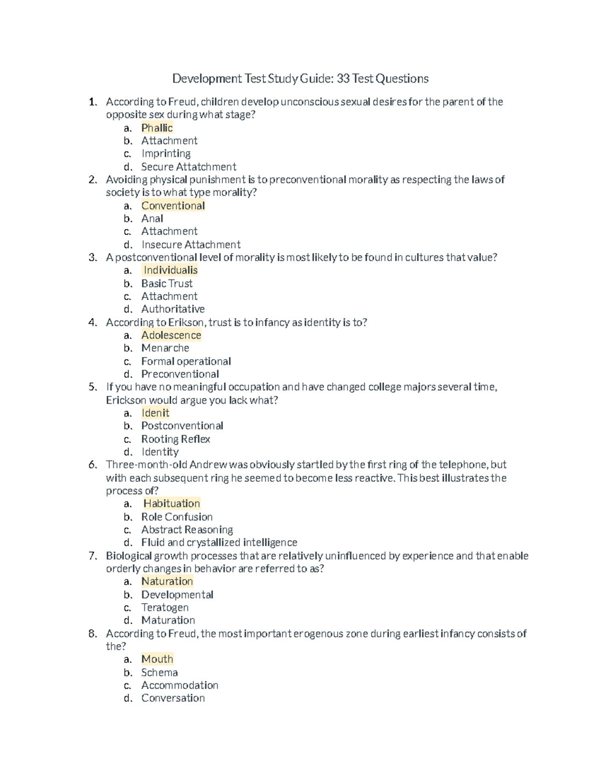 Development Test Study Guide 33 Test Questions - Development Test Study ...