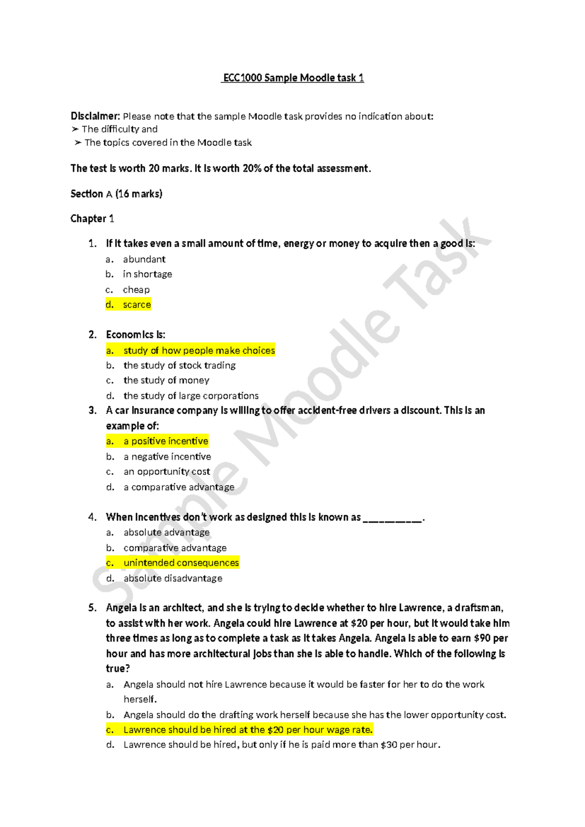 ECC1000 Sample Moodle task suggested solution guide 2024 - ECC1000 ...