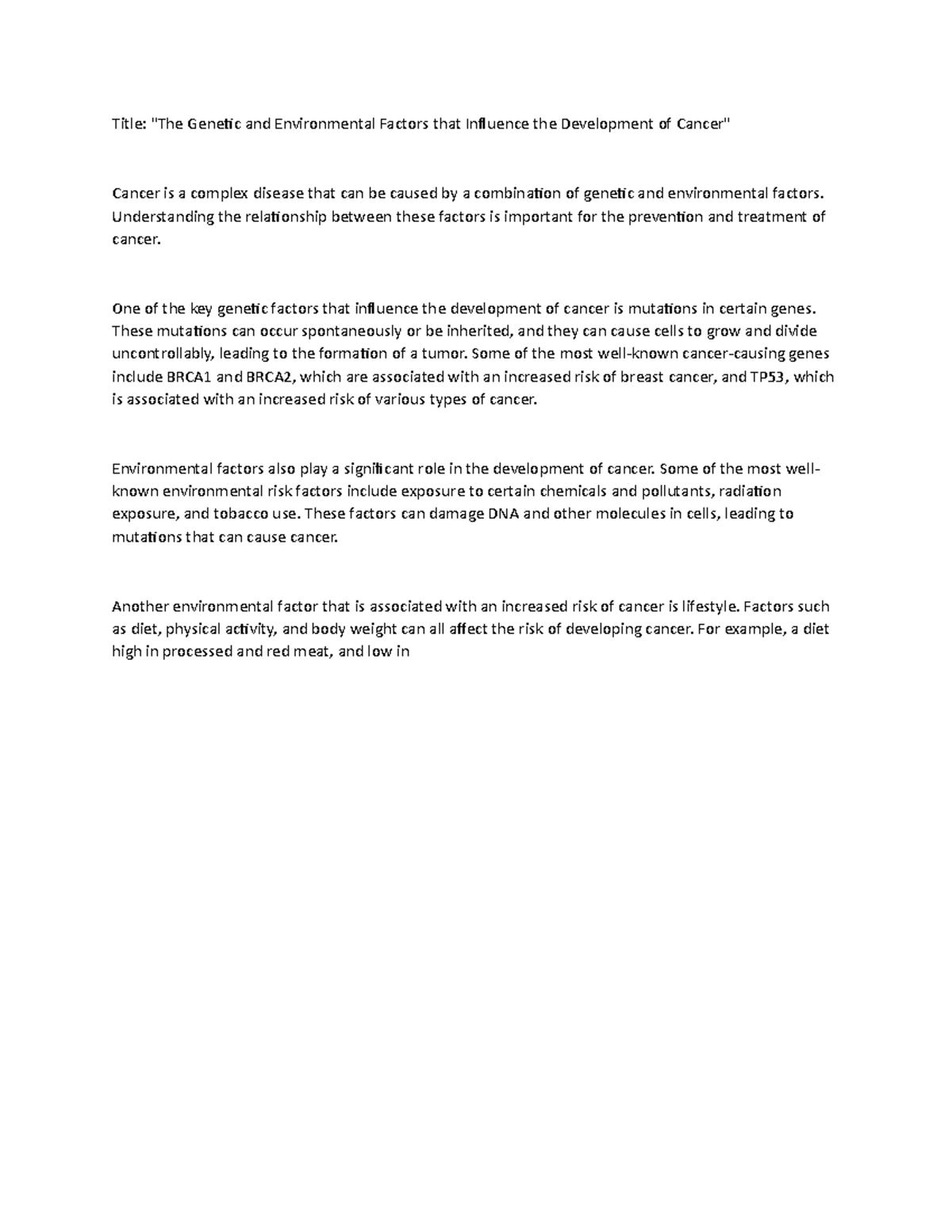 The Genetic and Environmental Factors that Influence the Development of ...