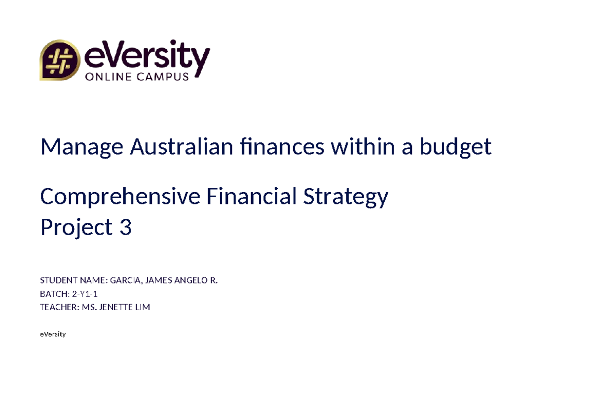 Pact project 3 - Manage Australian finances within a budget ...