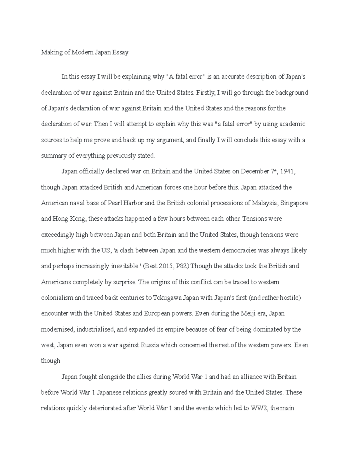 Making of Modern Japan Essay - Firstly, I will go through the ...