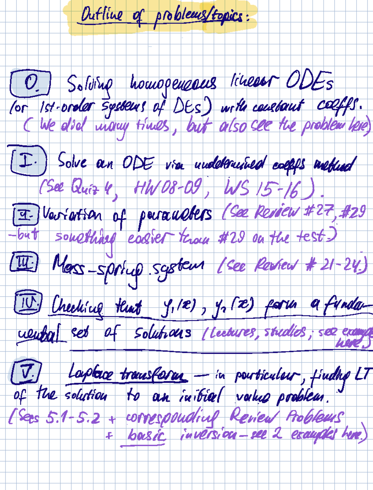 Midterm 2 practice notes - Outlineofproblesci Solving homogeneous ...