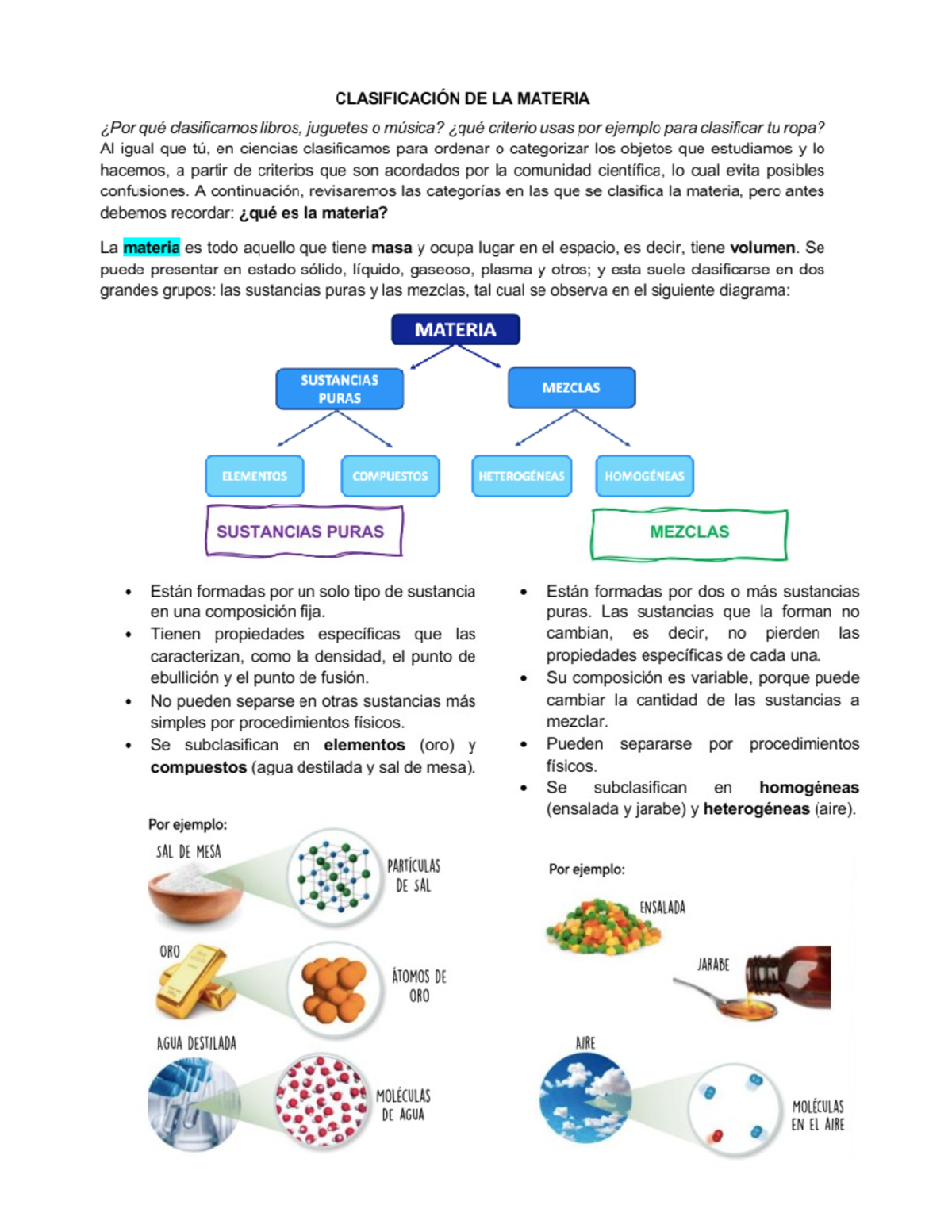 Sustancias puras y mezclas - Didáctica De Las Ciencias Naturales - Studocu