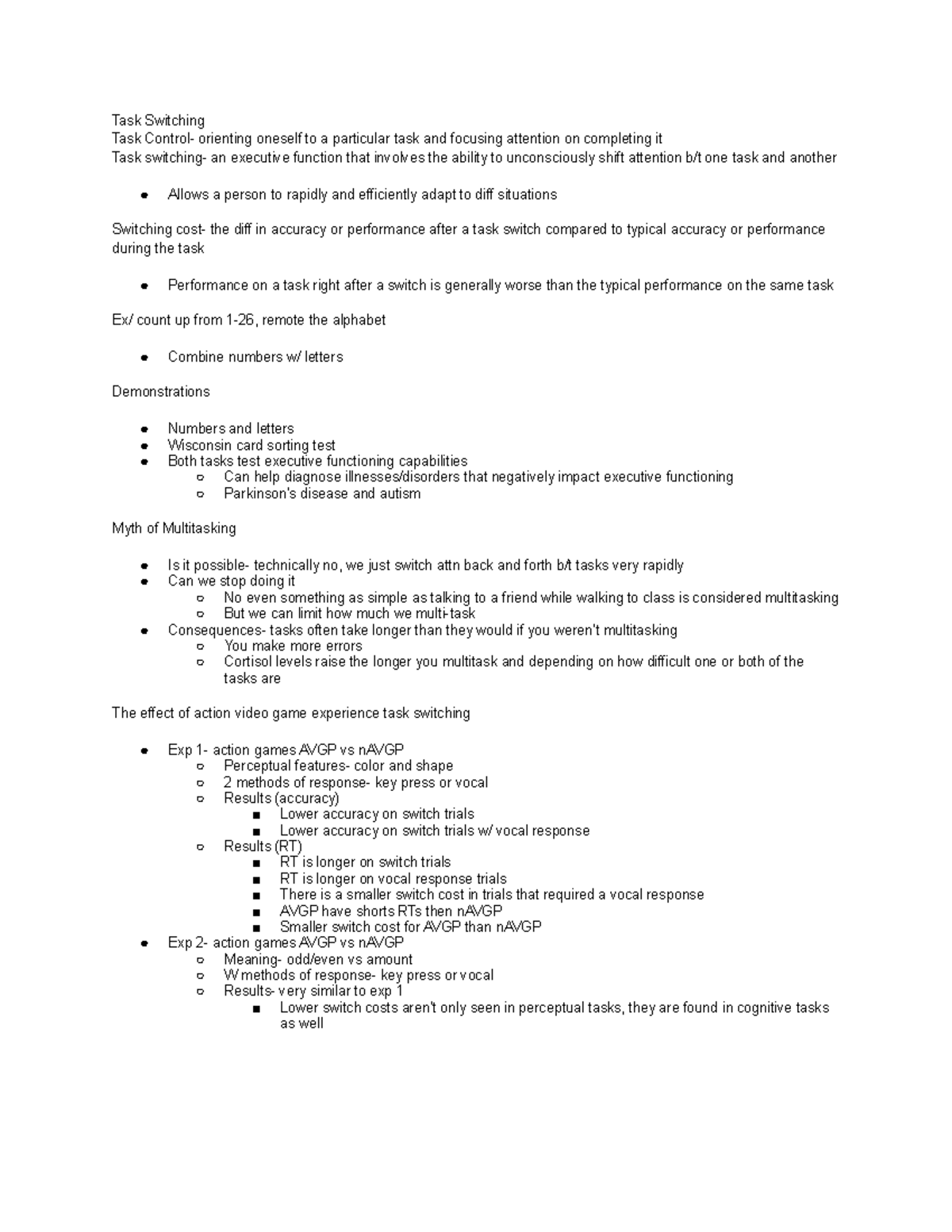Guest Lecture 3 - notes - Task Switching Task Control- orienting ...