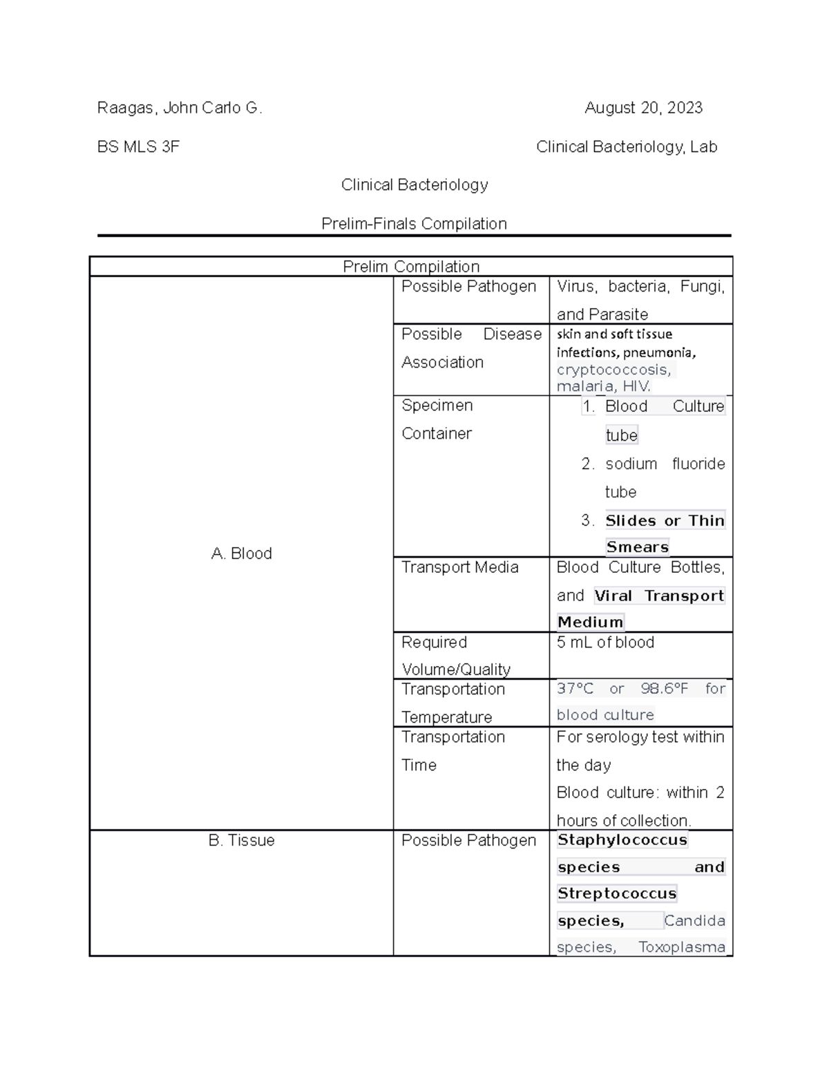 Clinical-Bacterilogy-Compilation - Raagas, John Carlo G. August 20 ...
