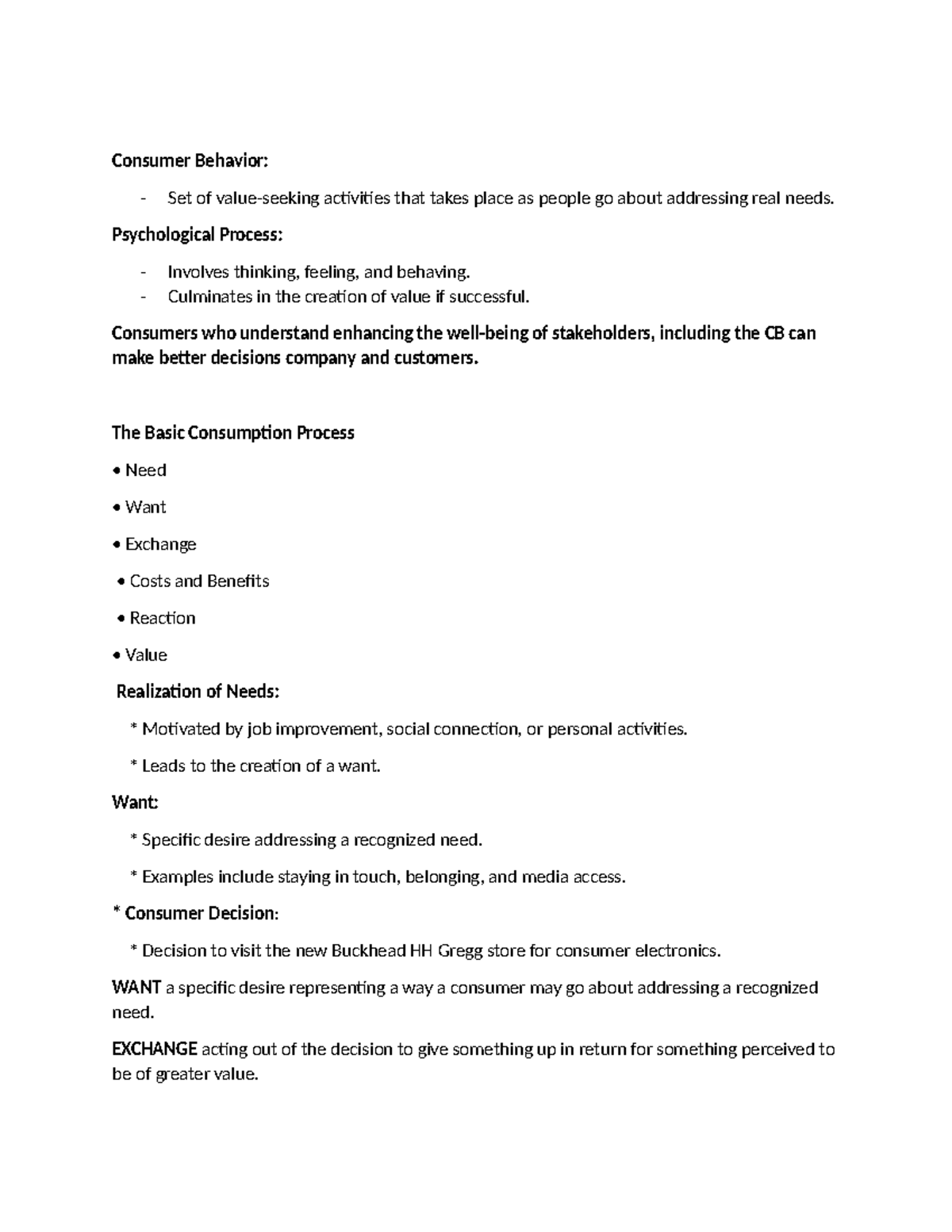 Consumer Behavior Mm 310 Summary Chapter 1 Consumer Behavior Set