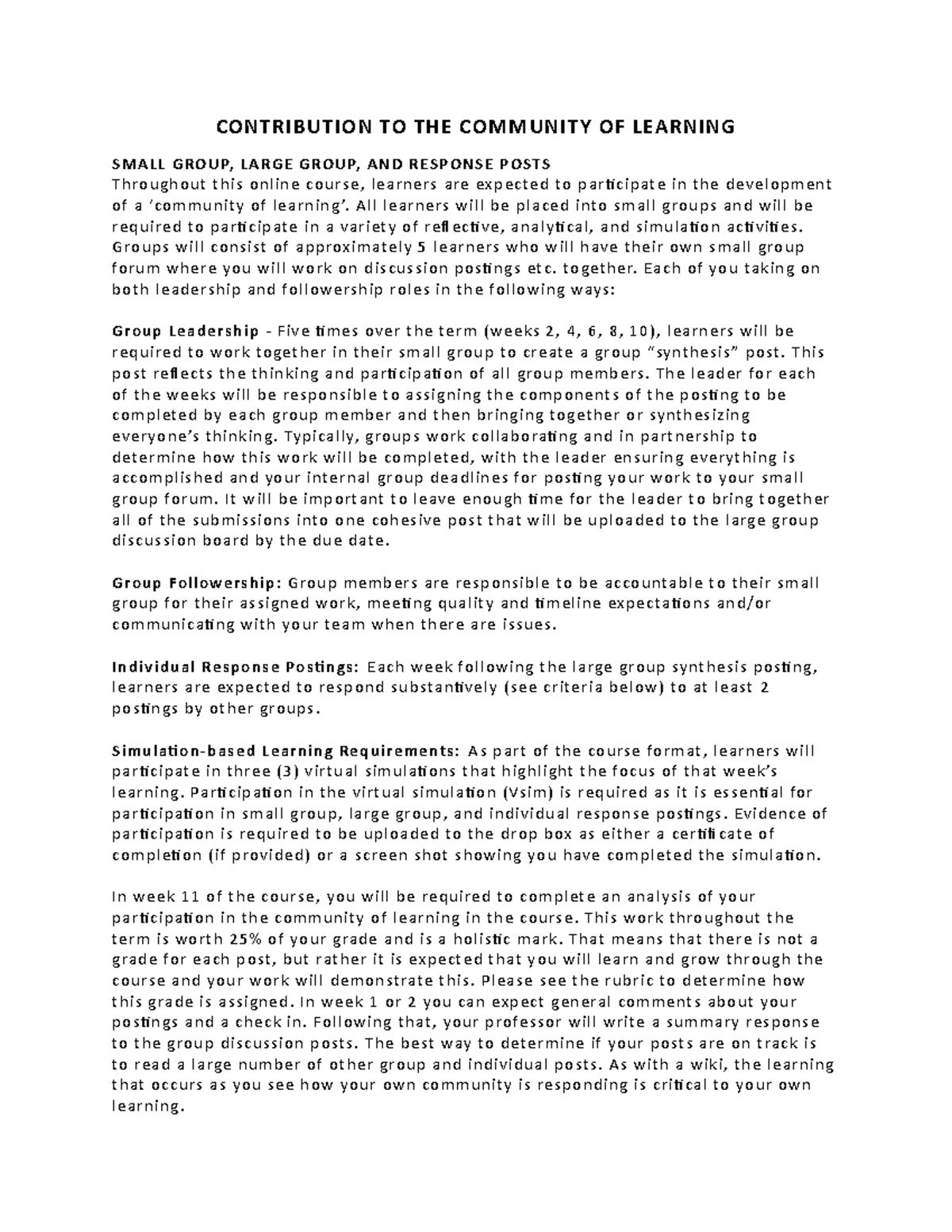 Contribution to learning - CONTRIBUTION TO THE COMMUNITY OF LEARNING S ...