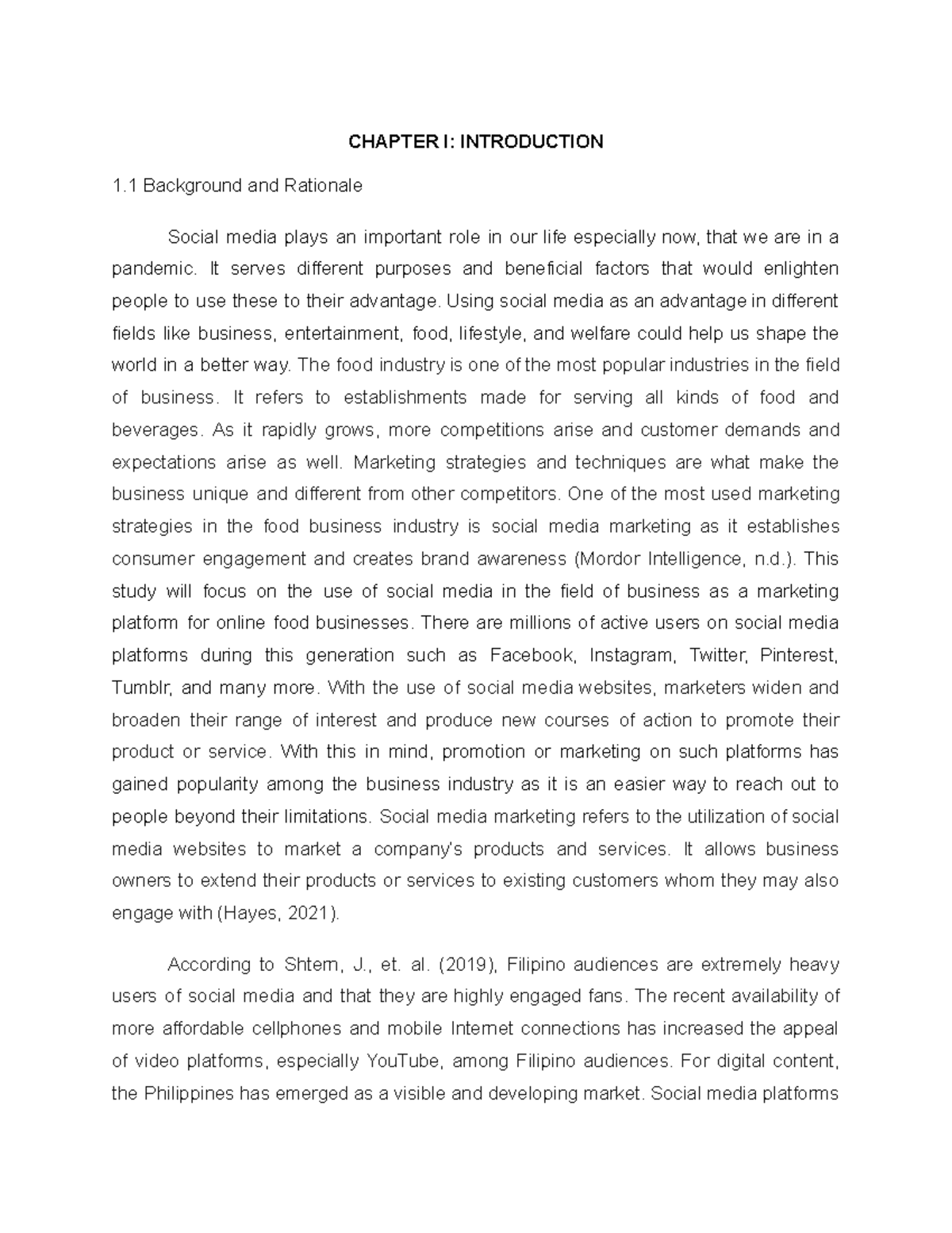 Background and Rationale - CHAPTER I: INTRODUCTION 1 Background and ...