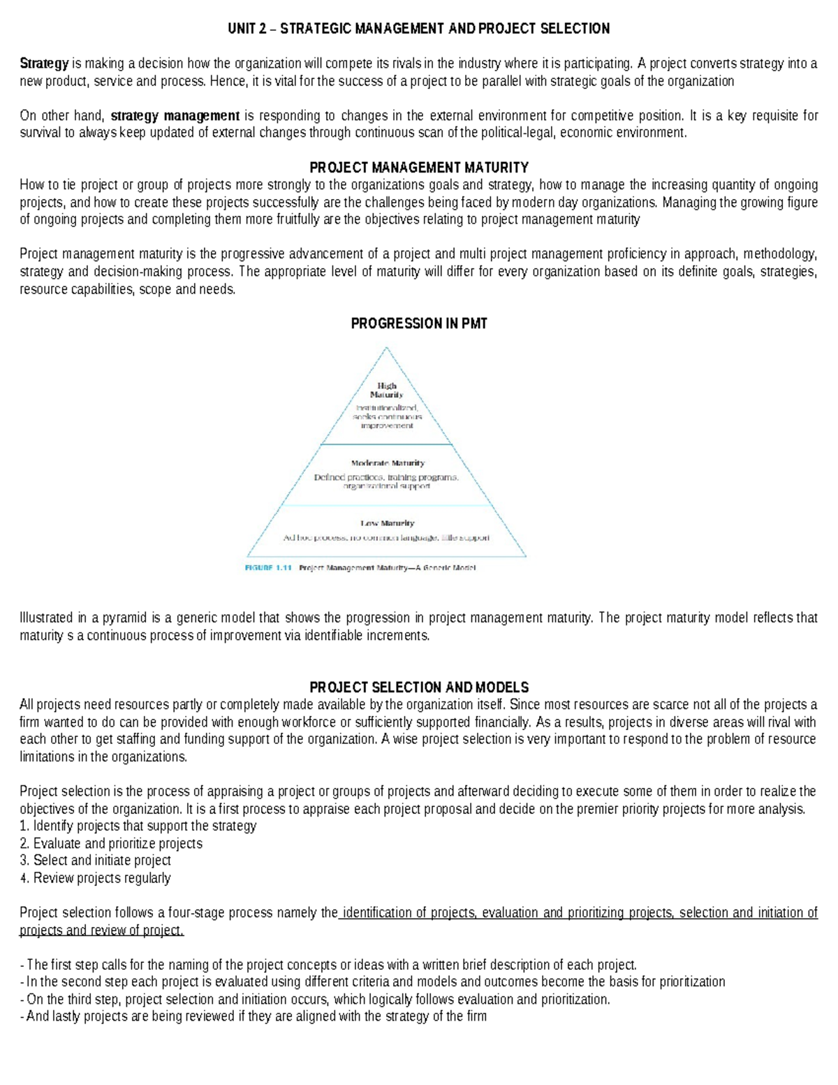 Project Management - unit 2 and 3 notes - UNIT 2 – STRATEGIC MANAGEMENT ...