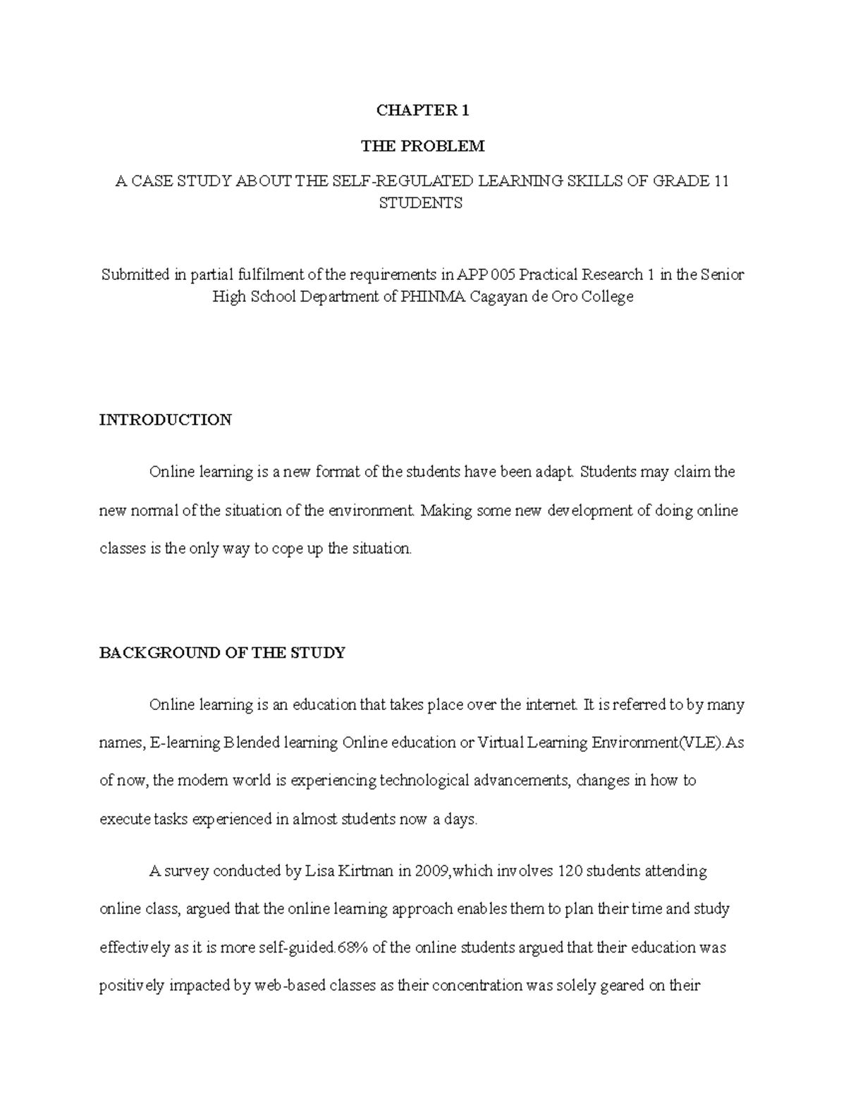 ABM 2 - Lectures - CHAPTER 1 THE PROBLEM A CASE STUDY ABOUT THE SELF ...