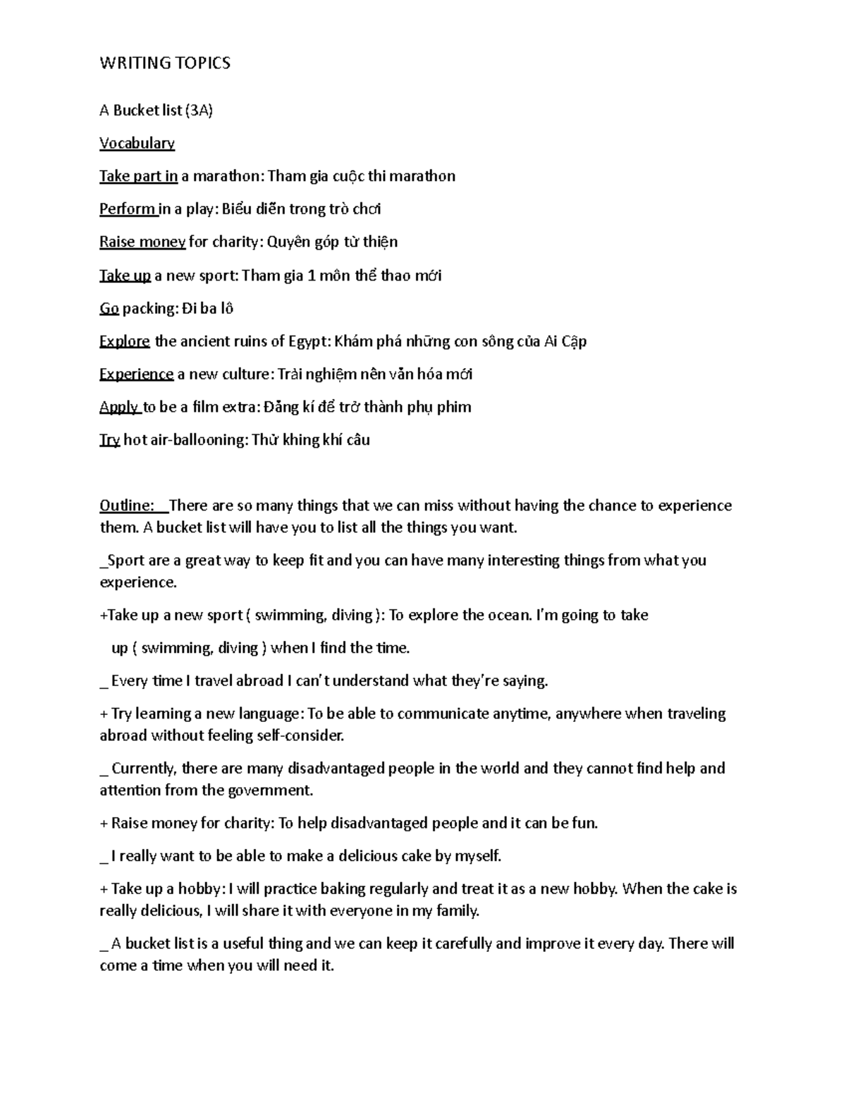 A Bucket List WRITING TOPICS A Bucket List 3A Vocabulary Take Part a-bucket-list-writing-topics-a-bucket-list-3a-vocabulary-take-part
