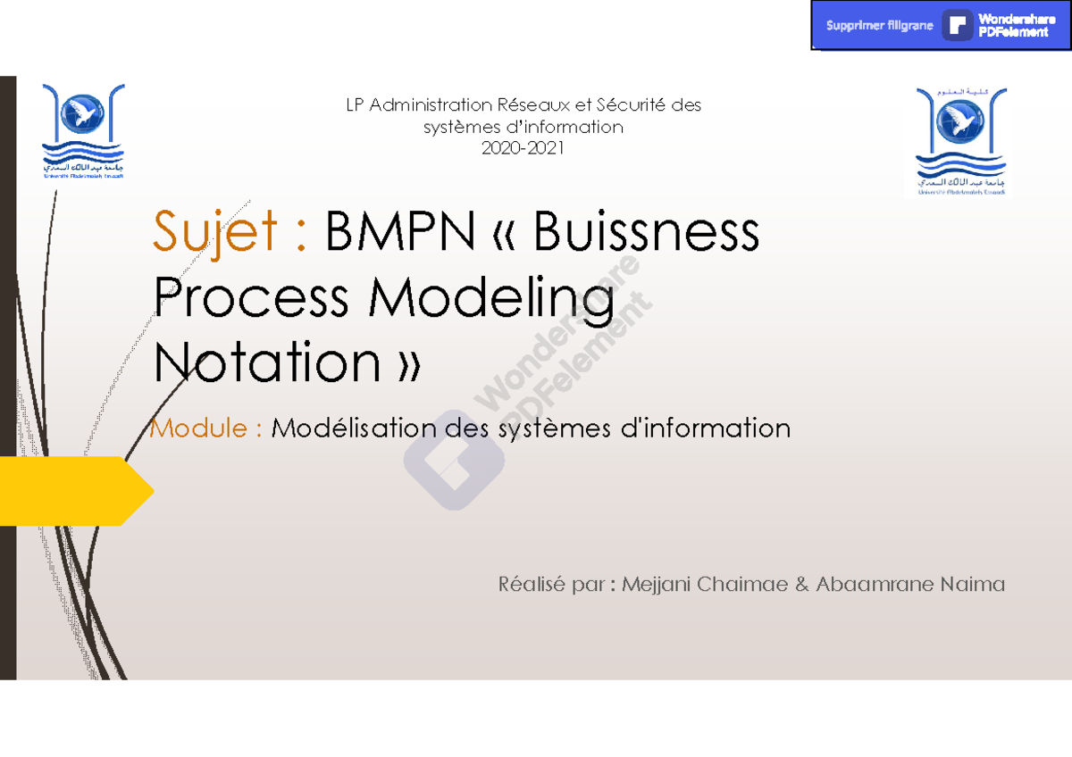BPMN Business Process Model and Notation, - Sujet : BMPN « Buissness ...