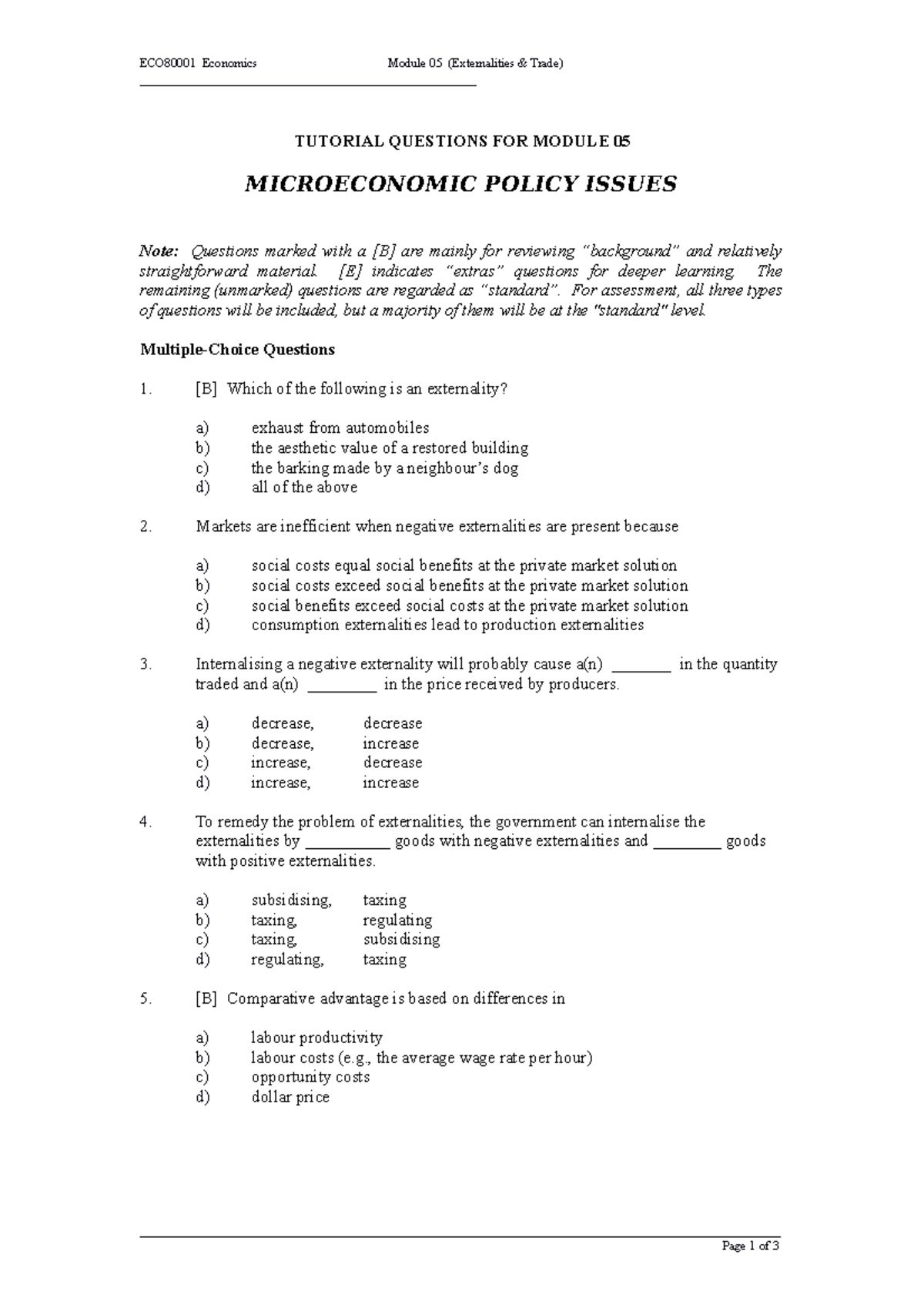 Week 5 - Practice Material for Week 5 Content - ECO80001 Economics ...