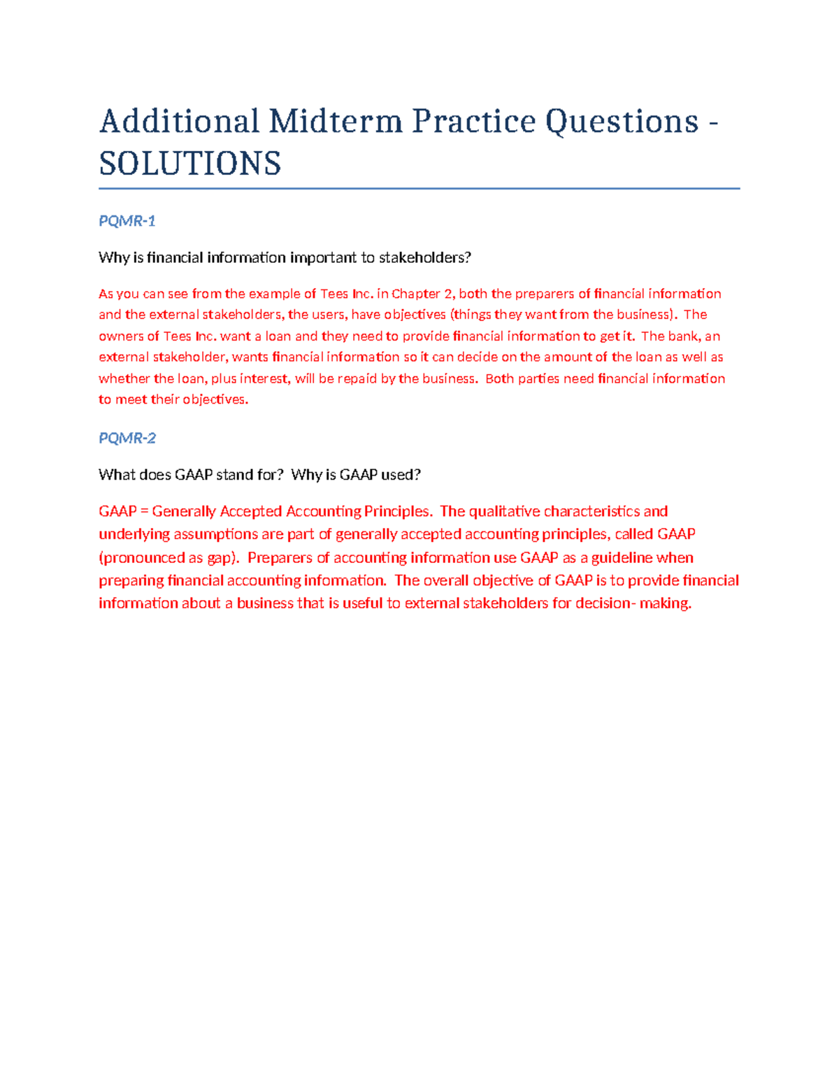 Midterm Review Practice Questions - Solutions - W2023 - Additional Midterm Practice Questions ...