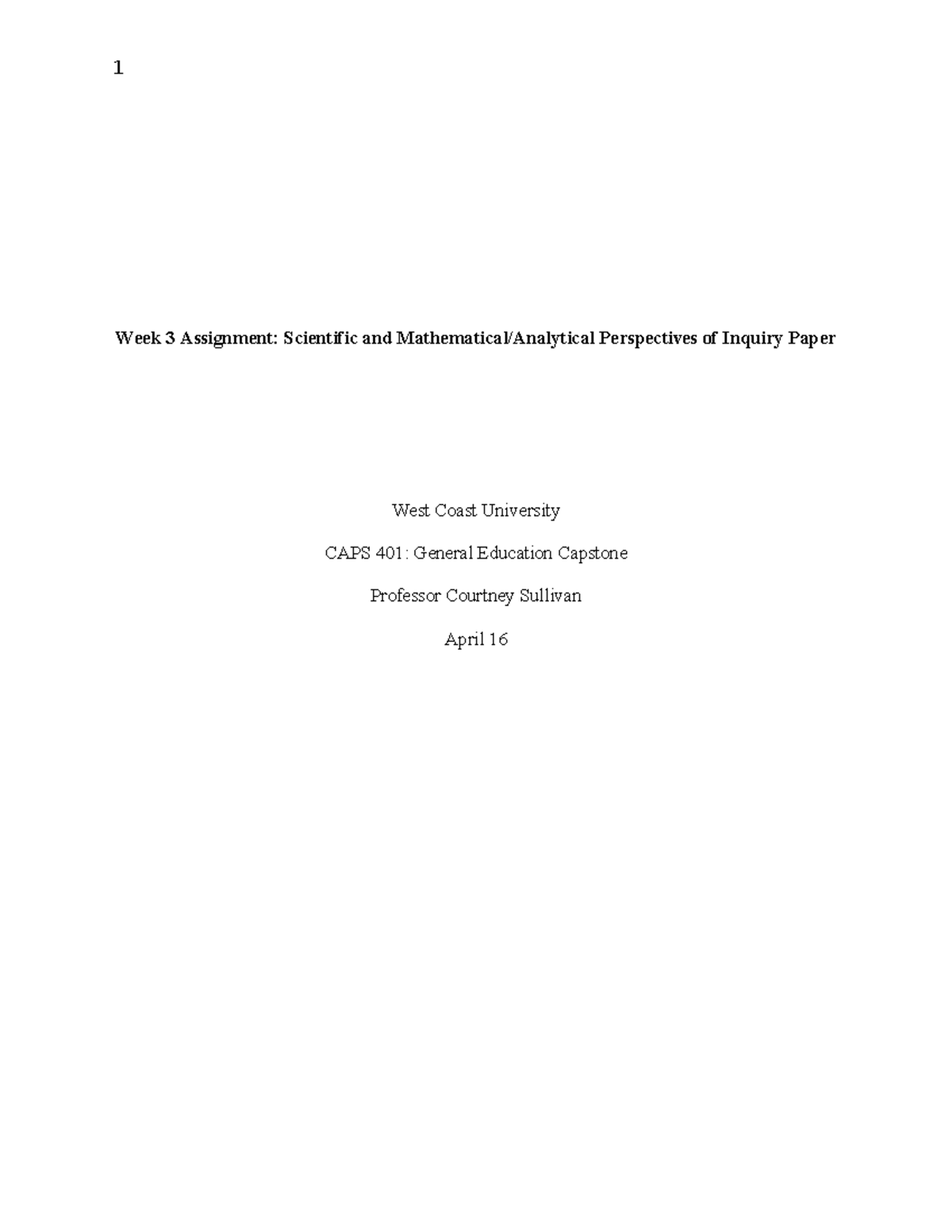Week 3 Assignment - reference - Week 3 Assignment: Scientific and Mathematical/Analytical - Studocu