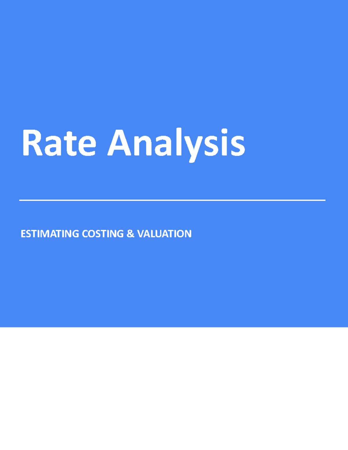Analysis of Rates - nderstanding control, operating cycles, cost ...