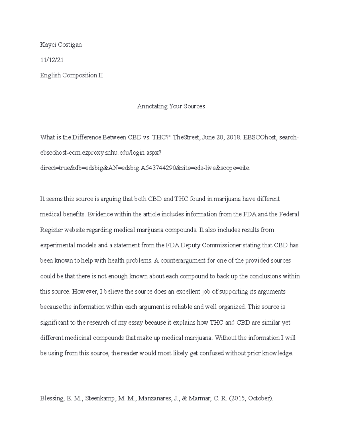 Annotating Your Sources - Kayci Costigan 11/12/ English Composition II ...