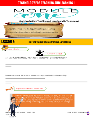 Chapter I Module Lesson 1 - (An Introduction; Teaching and Learning ...