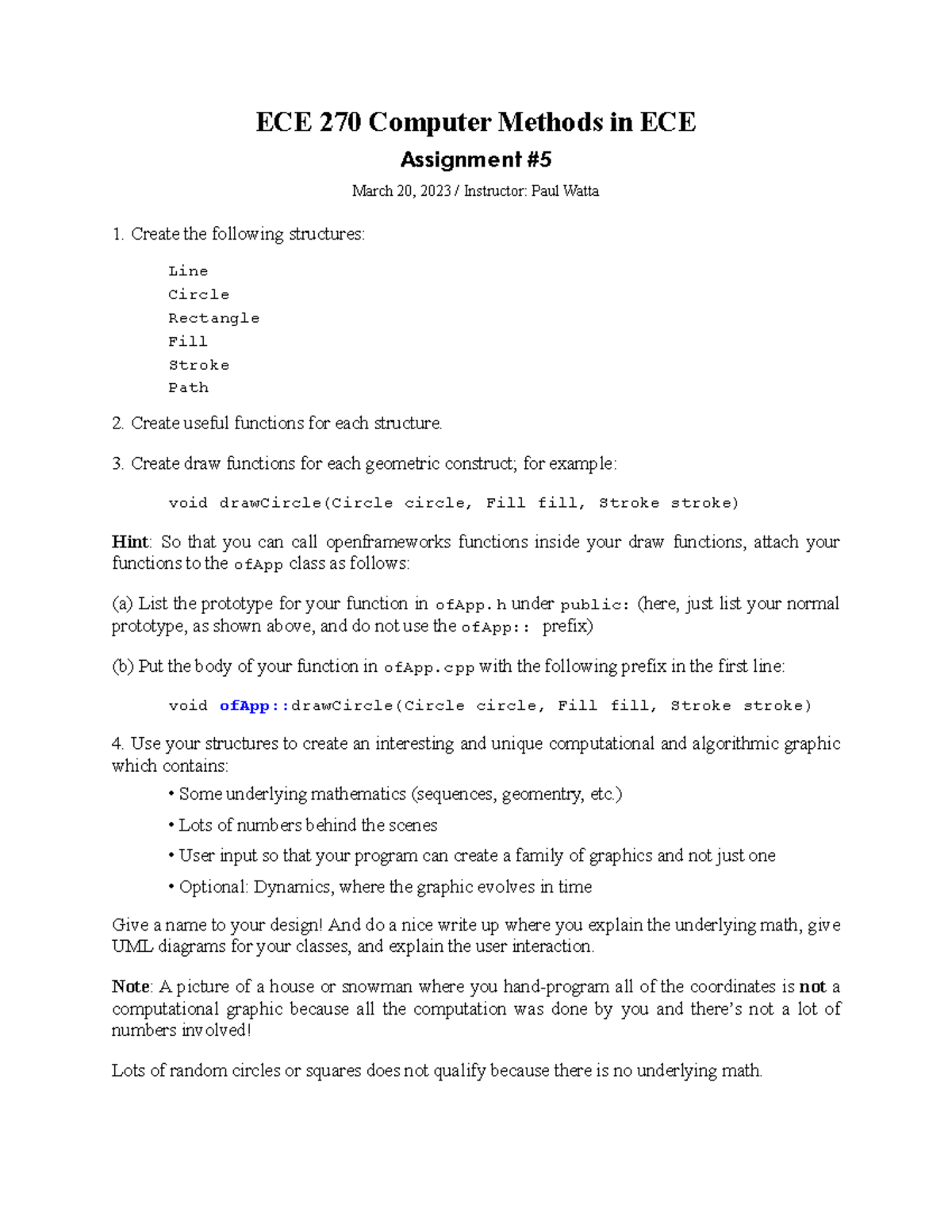 Assignment 05 This Helps A Lot Ece 270 Computer Methods In Ece