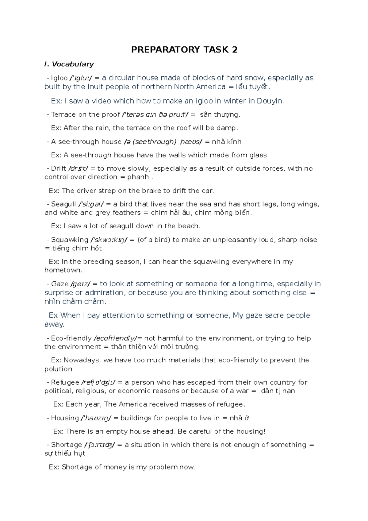Preparatory TASK 2 - prepare for task 2 of reading 1 - PREPARATORY TASK ...