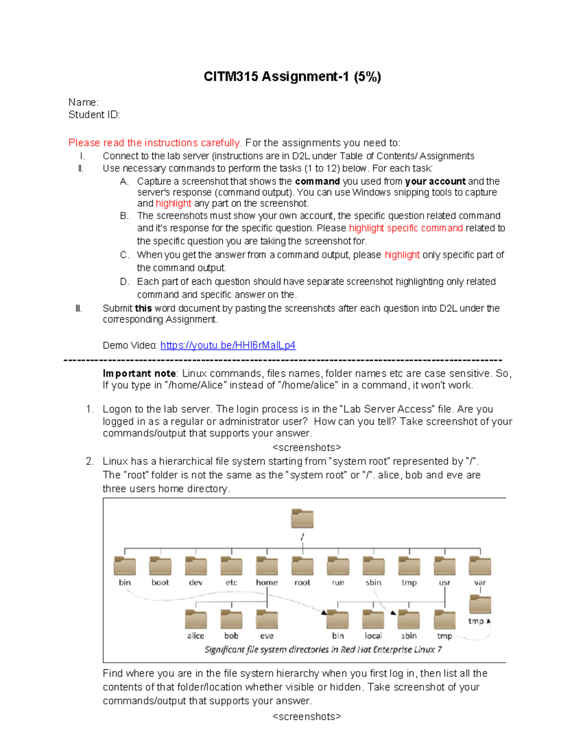 Assignment-1 - Assignment 1 - CITM315 Assignment-1 (5%) Name: Student ID: Please read the - Studocu