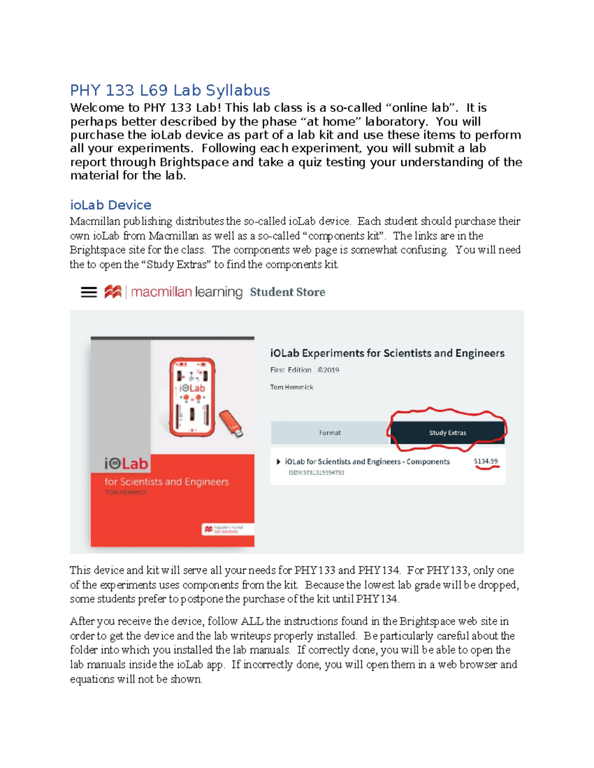PHY 133 L69 Lab Syllabus - PHY 133 L69 Lab Syllabus Welcome to PHY 133 ...