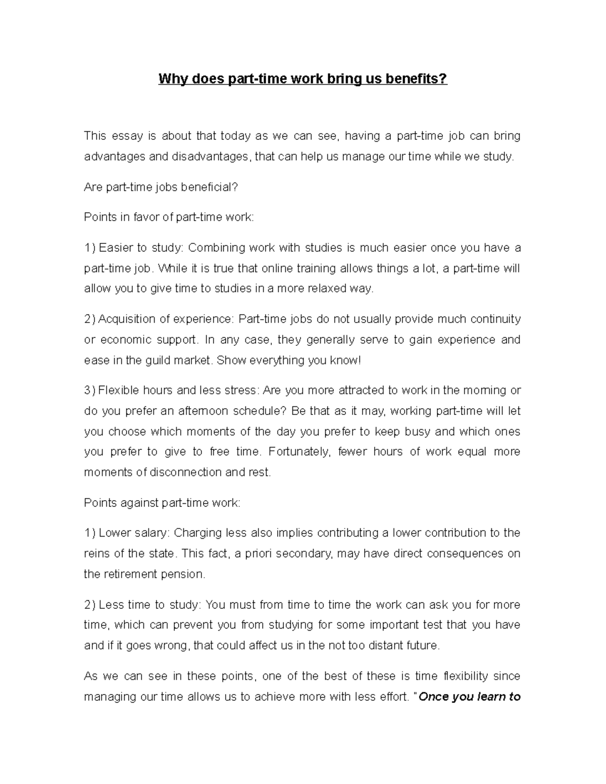 Why does part-time work bring us benefits - Are part-time jobs ...