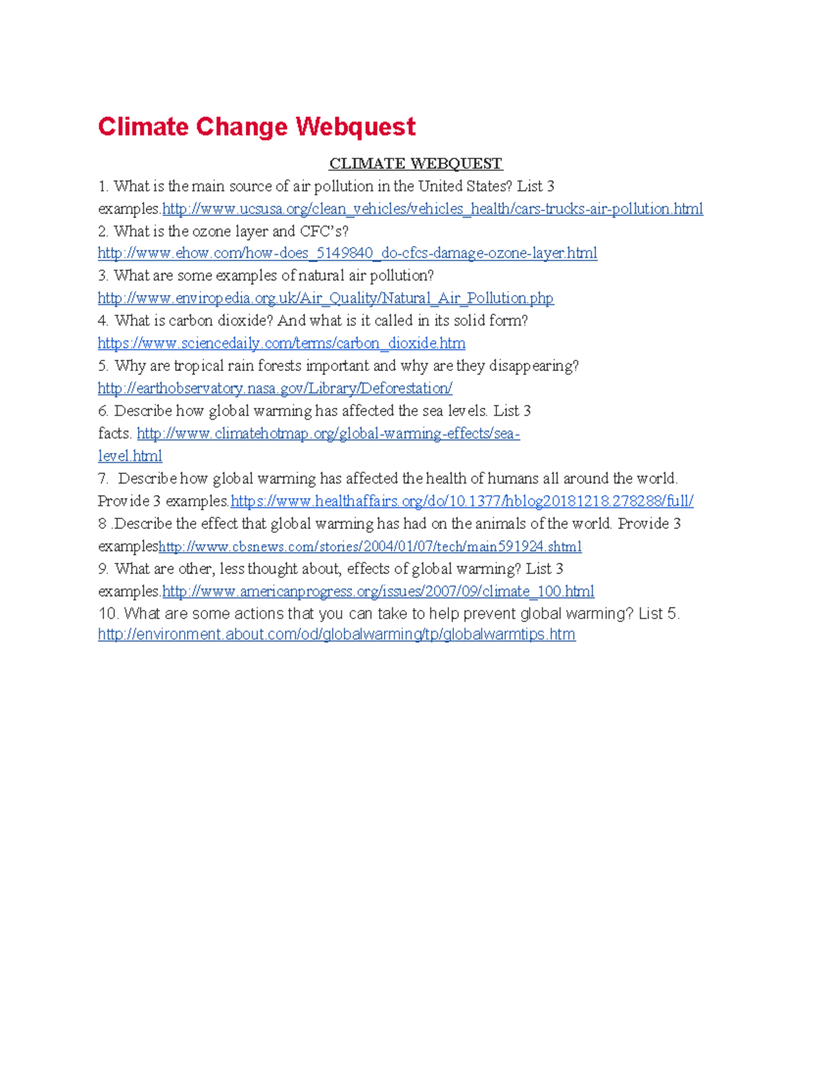 [Template] climate change webquest - Google Docs - Climate Change ...