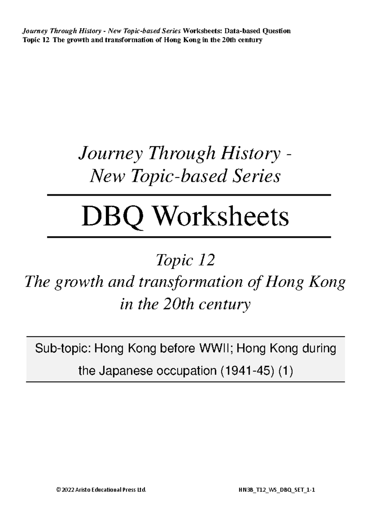 HN3B T12 WS DBQ SET 1 ST - Nothing I can say - Topic 12 The growth and ...