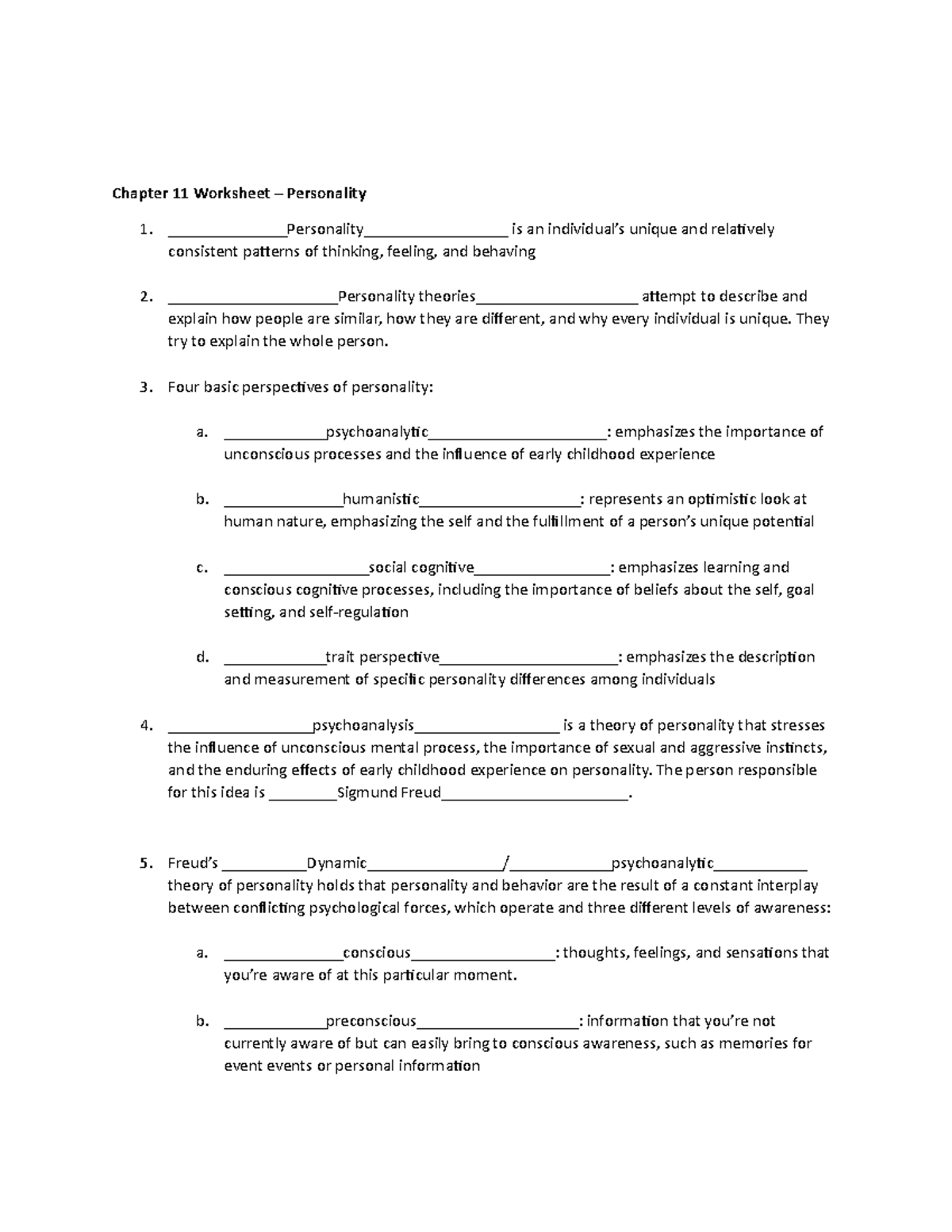 Chapter 11 Worksheet - Simon - Chapter 11 Worksheet – Personality 1 ...