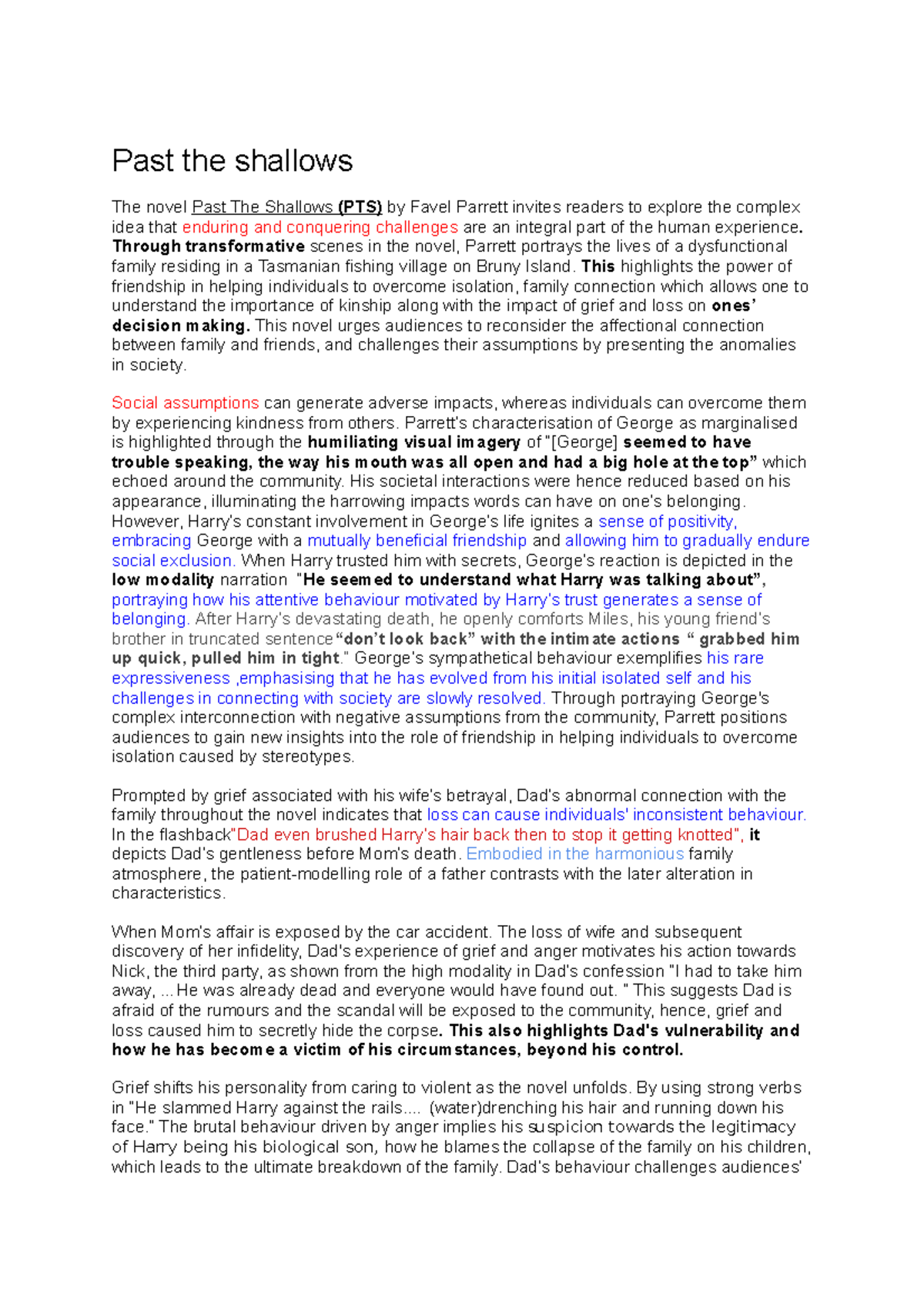 Past the shallows essay - Past the shallows The novel Past The Shallows ...