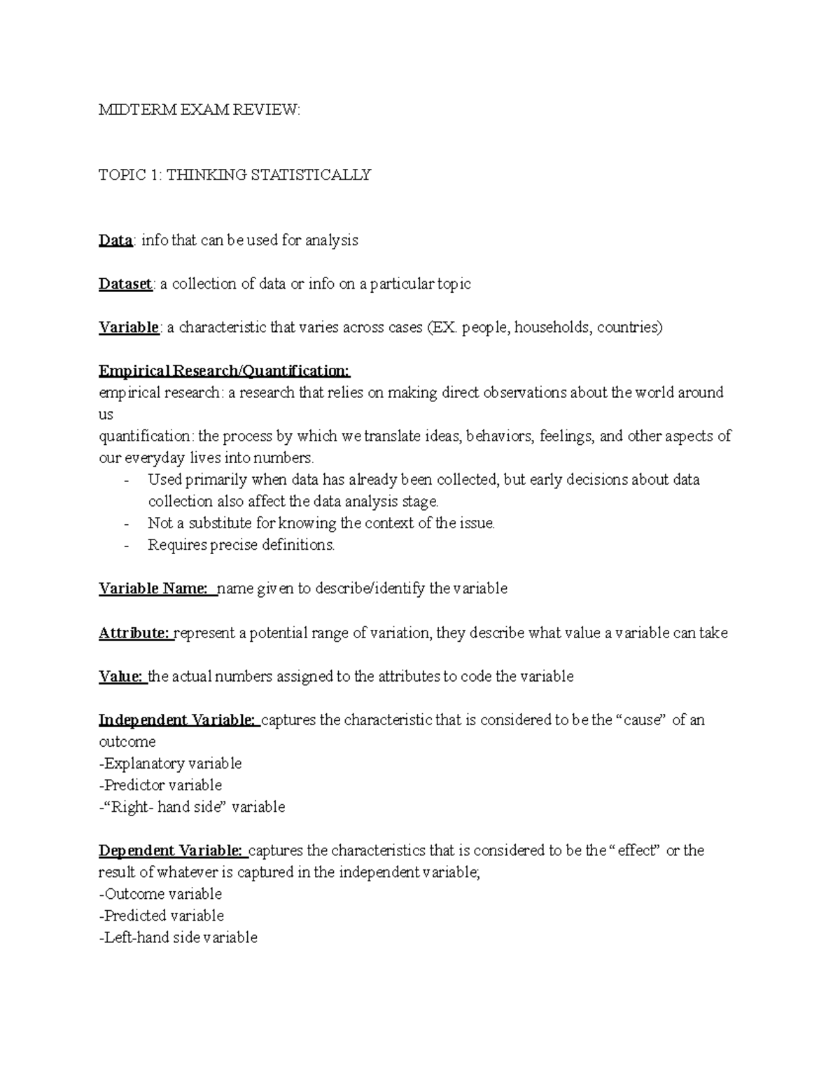 Sociology 3040 - midterm notes - MIDTERM EXAM REVIEW: TOPIC 1: THINKING ...