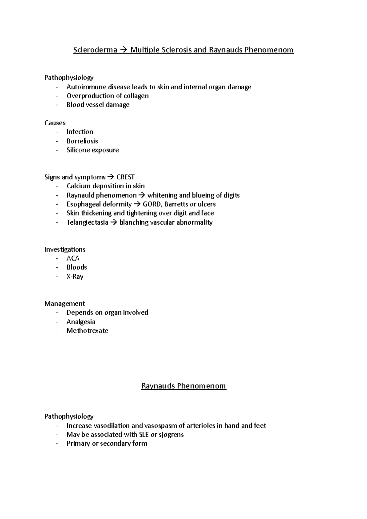 Scleroderma - Lecture notes 123 - Scleroderma Multiple Sclerosis and ...