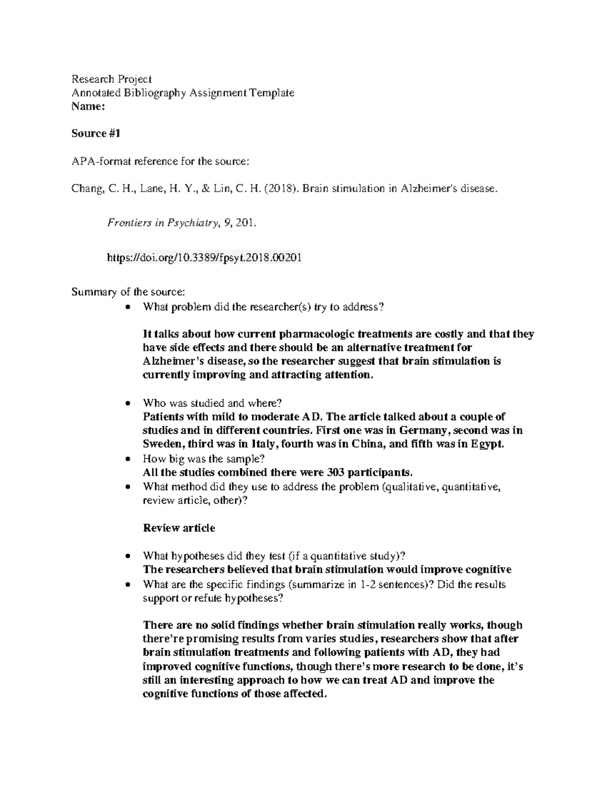 Annotated bibliography assignment-1 (1) - Research Project Annotated ...