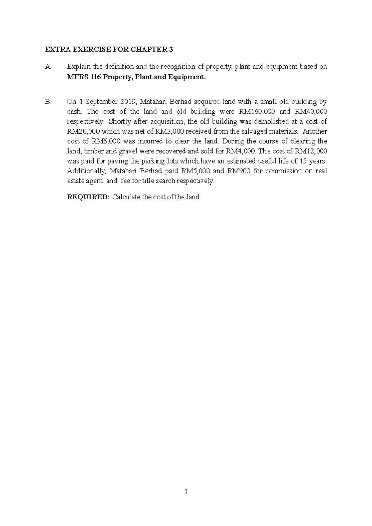 Extra Exercise FOR Chapter 3 - EXTRA EXERCISE FOR CHAPTER 3 A. Explain the definition and the ...