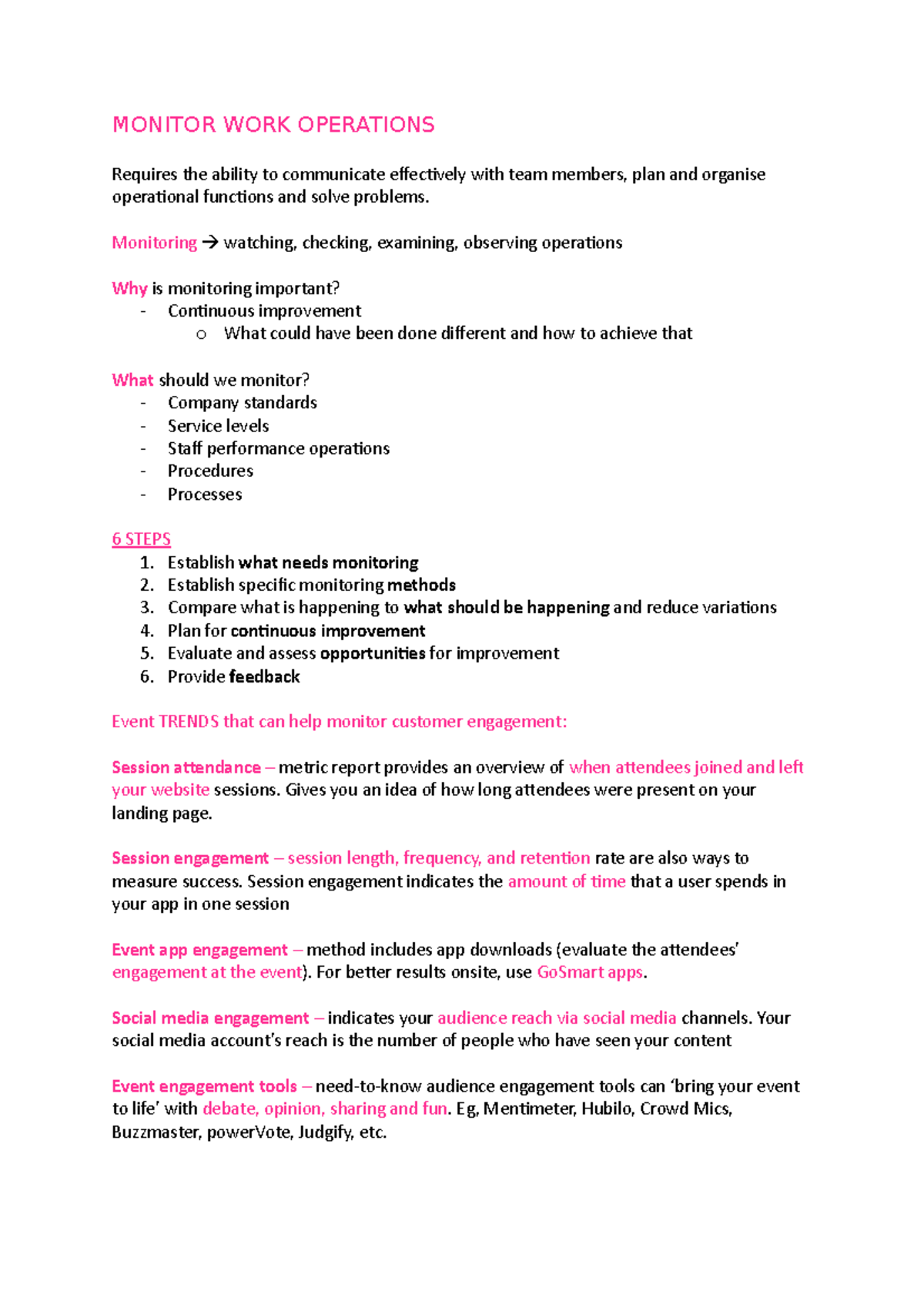 Monitor Work Operations - MONITOR WORK OPERATIONS Requires the ability ...