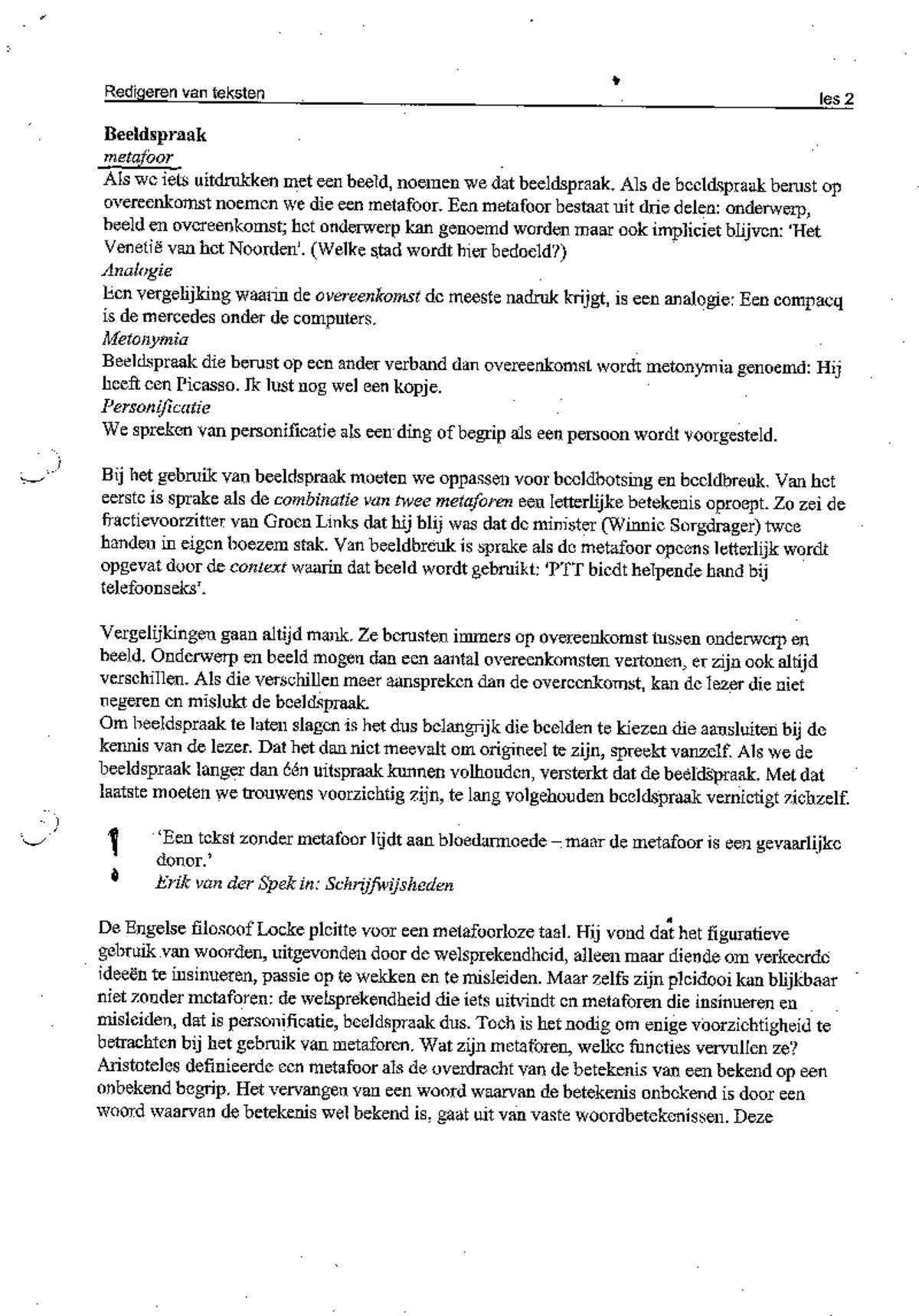 Redigeren van teksten metaforen beeldspraak - i Redigeren van teksten ...