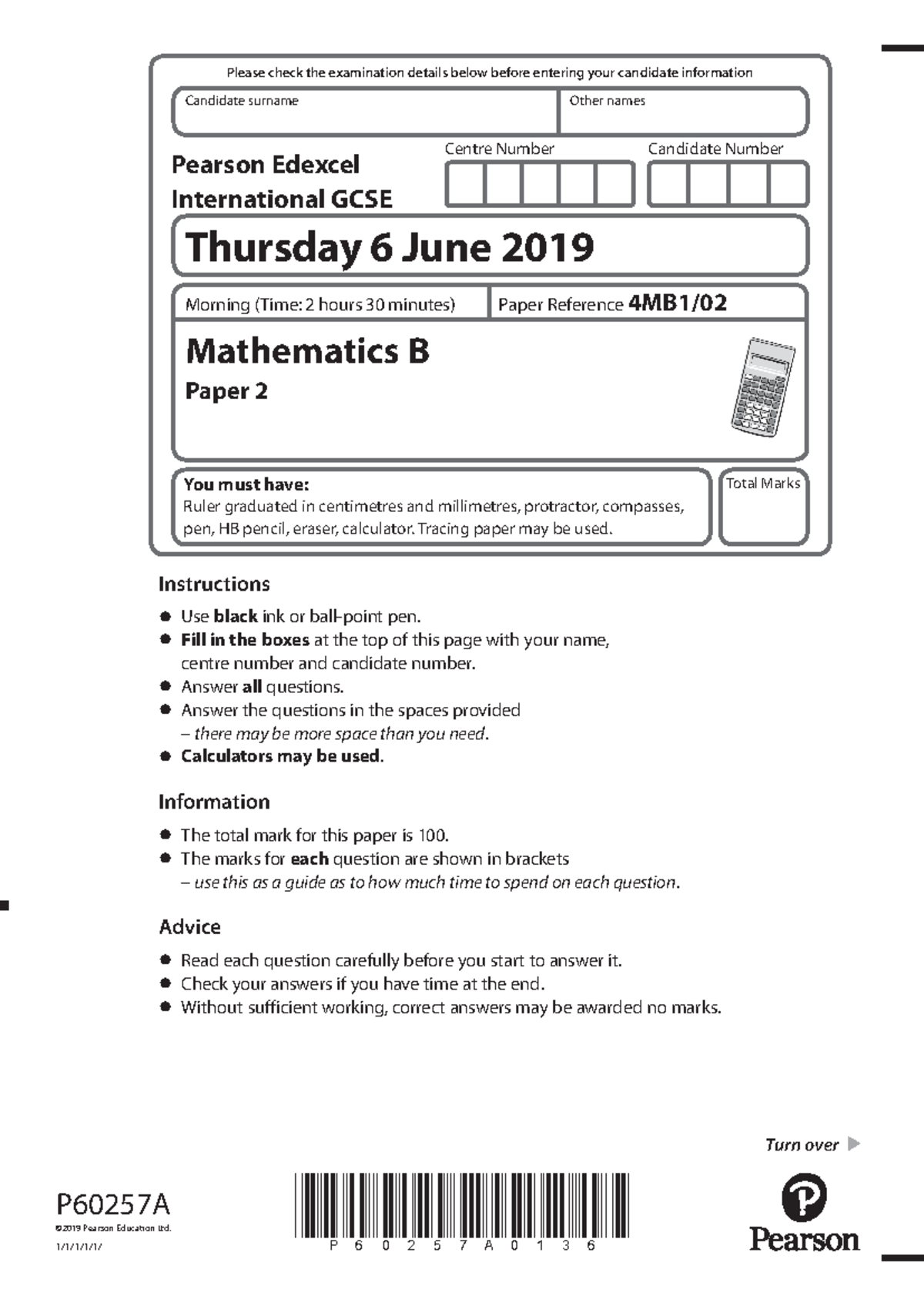 4MB1 02 que 2019 0607 - PAST PAPERS FOR MATHEMATICS B - Please check ...