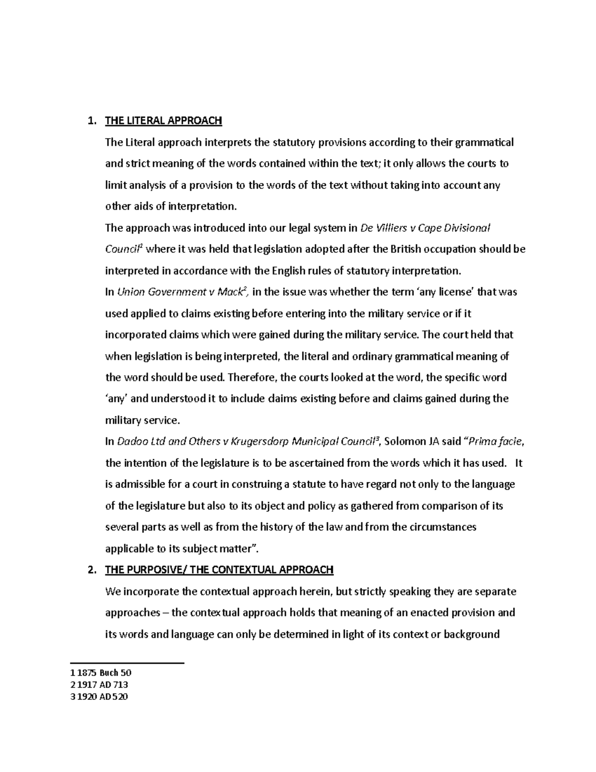 Interpretation of law assignment - 1. THE LITERAL APPROACH The Literal ...