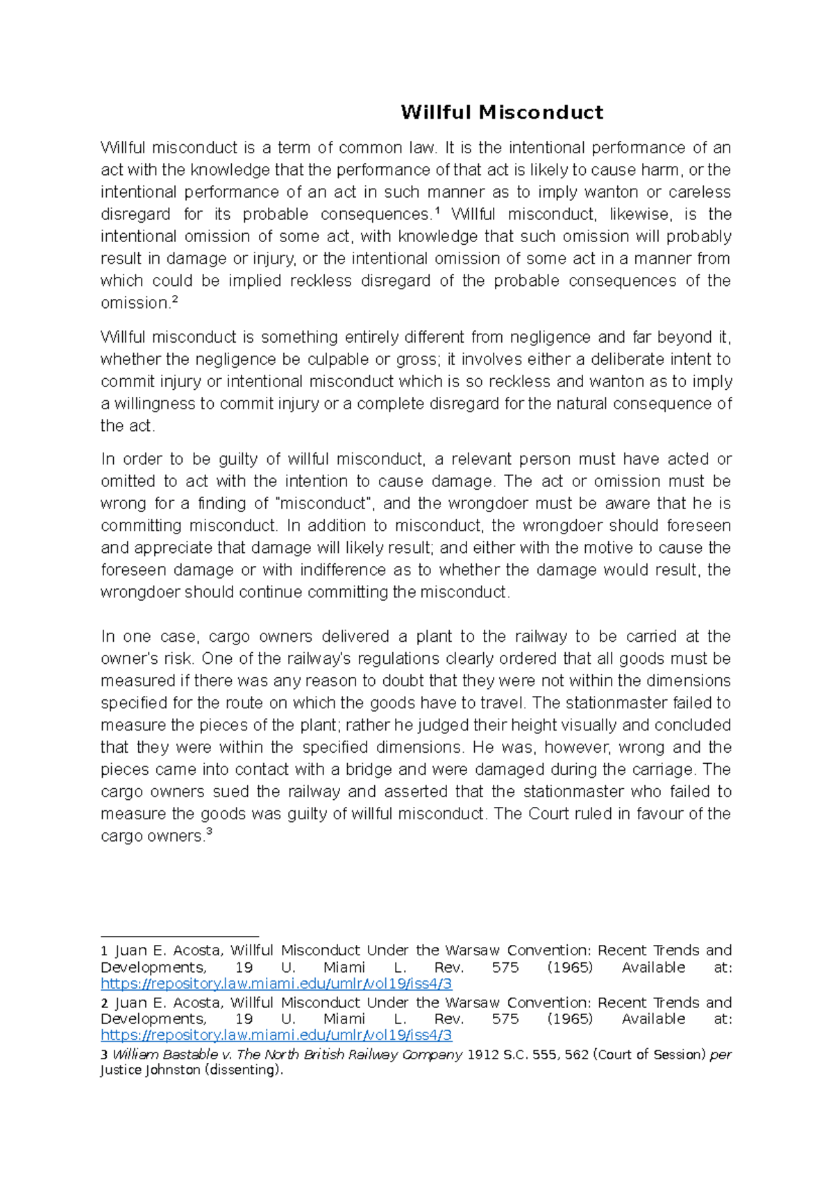 Willful misconduct by Abrham M - Willful Misconduct Willful misconduct ...