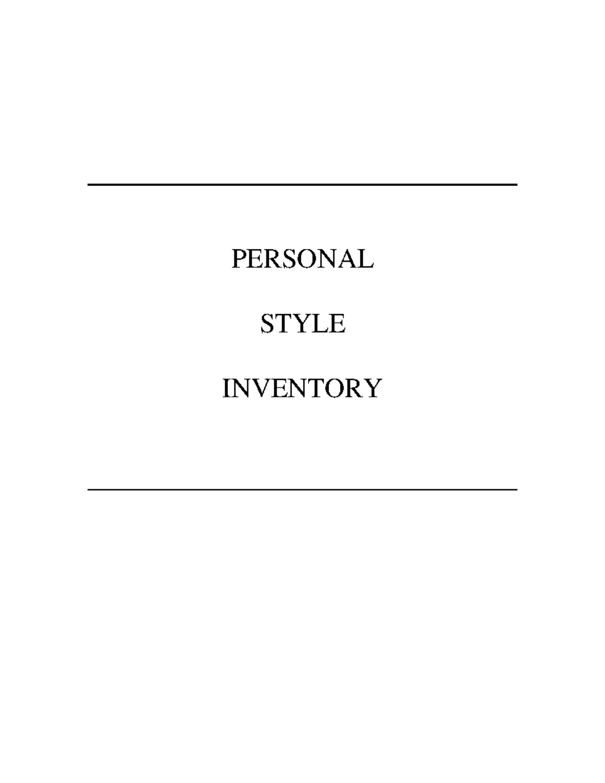 Personal-Style-Inventory Personal style inventory - Psychological ...