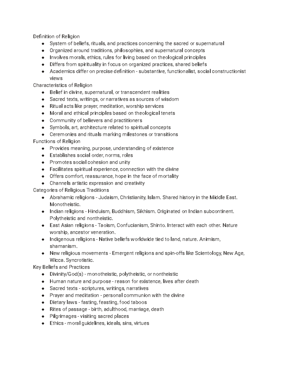 Sell Rel Notes - Definition of Religion System of beliefs, rituals, and ...