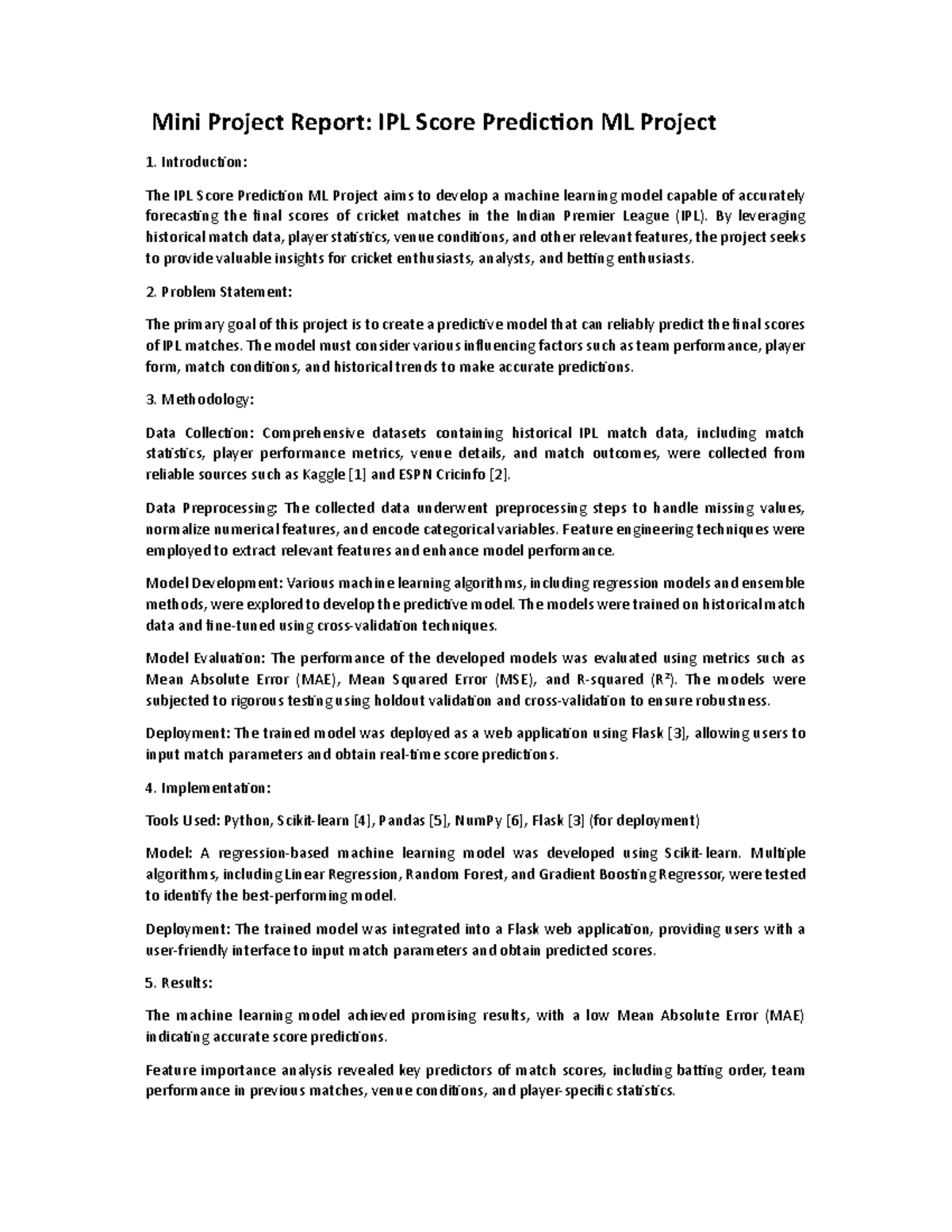 Bil ANd ds miniproject - Mini Project Report: IPL Score PredicƟon ML ...