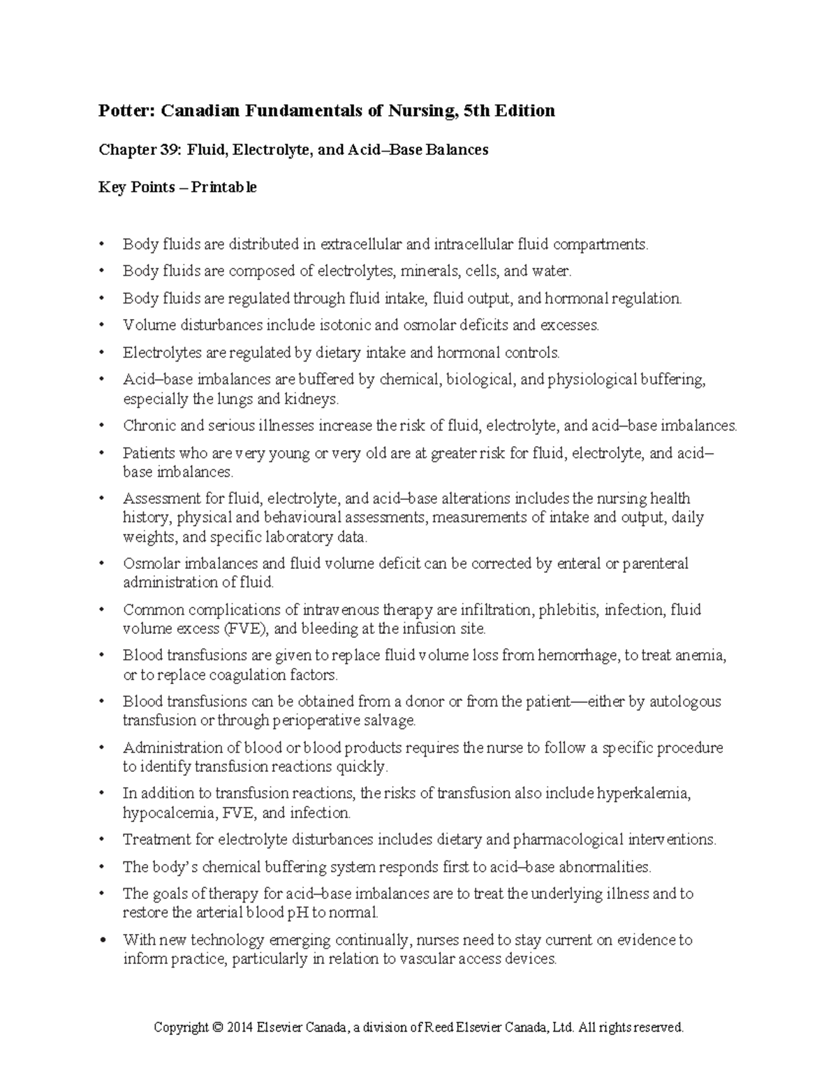 Chapter 39 - Copyright © 2014 Elsevier Canada, a division of Reed Elsevier Canada, Ltd. All ...