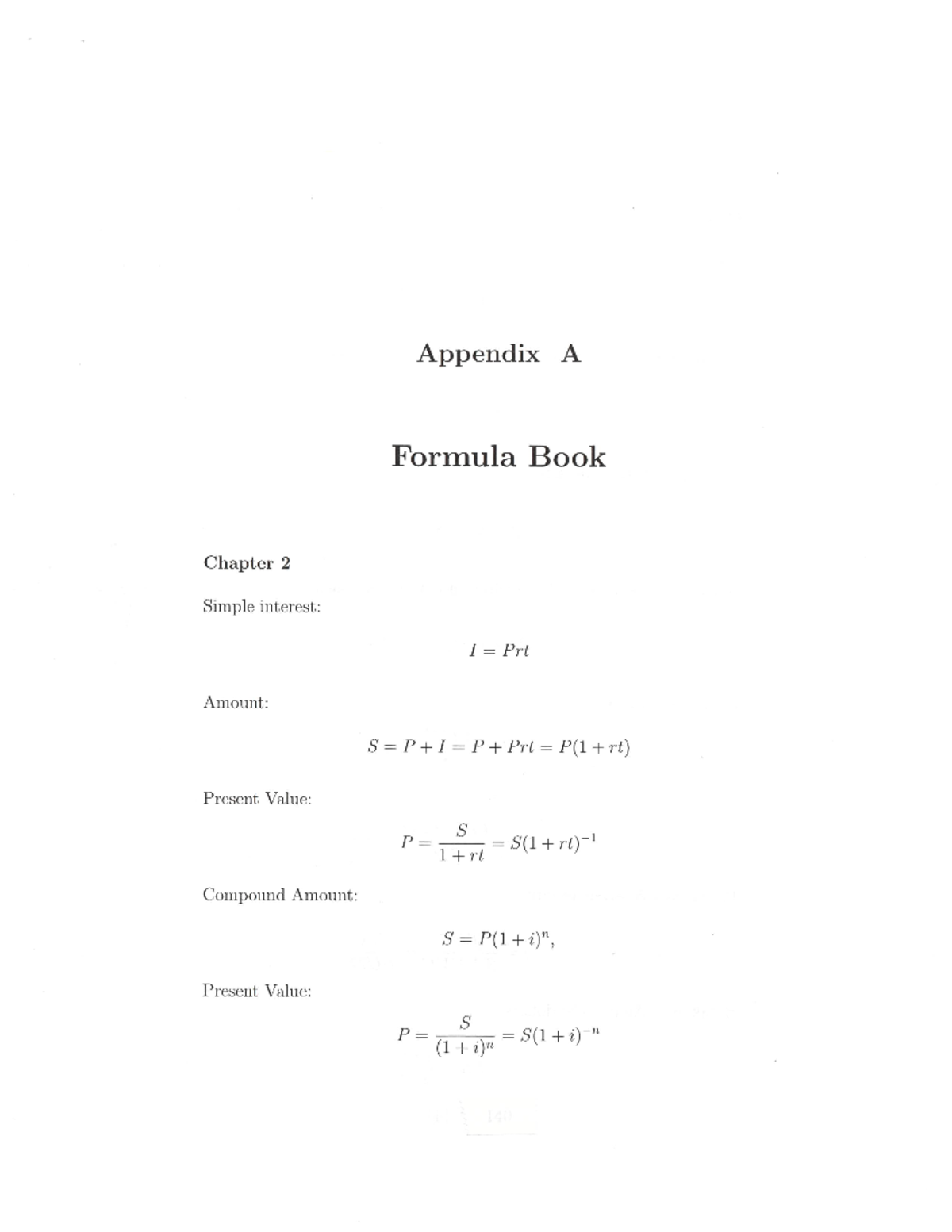 ANLT 600 Formulas - Appendix A Formula Book Chapter 2 Simple interest ...